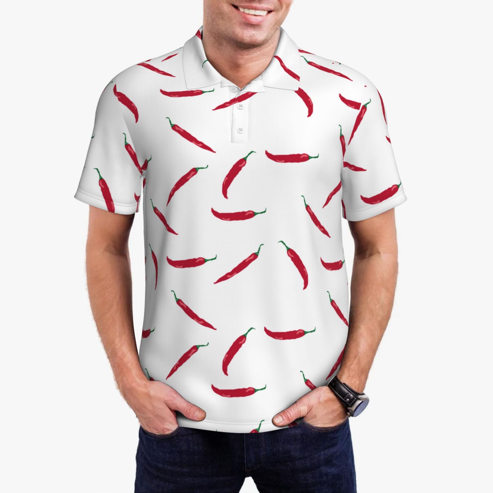 Polo Shirts for Men - Dried chili pepper Classic Mens Polo Shirts ...