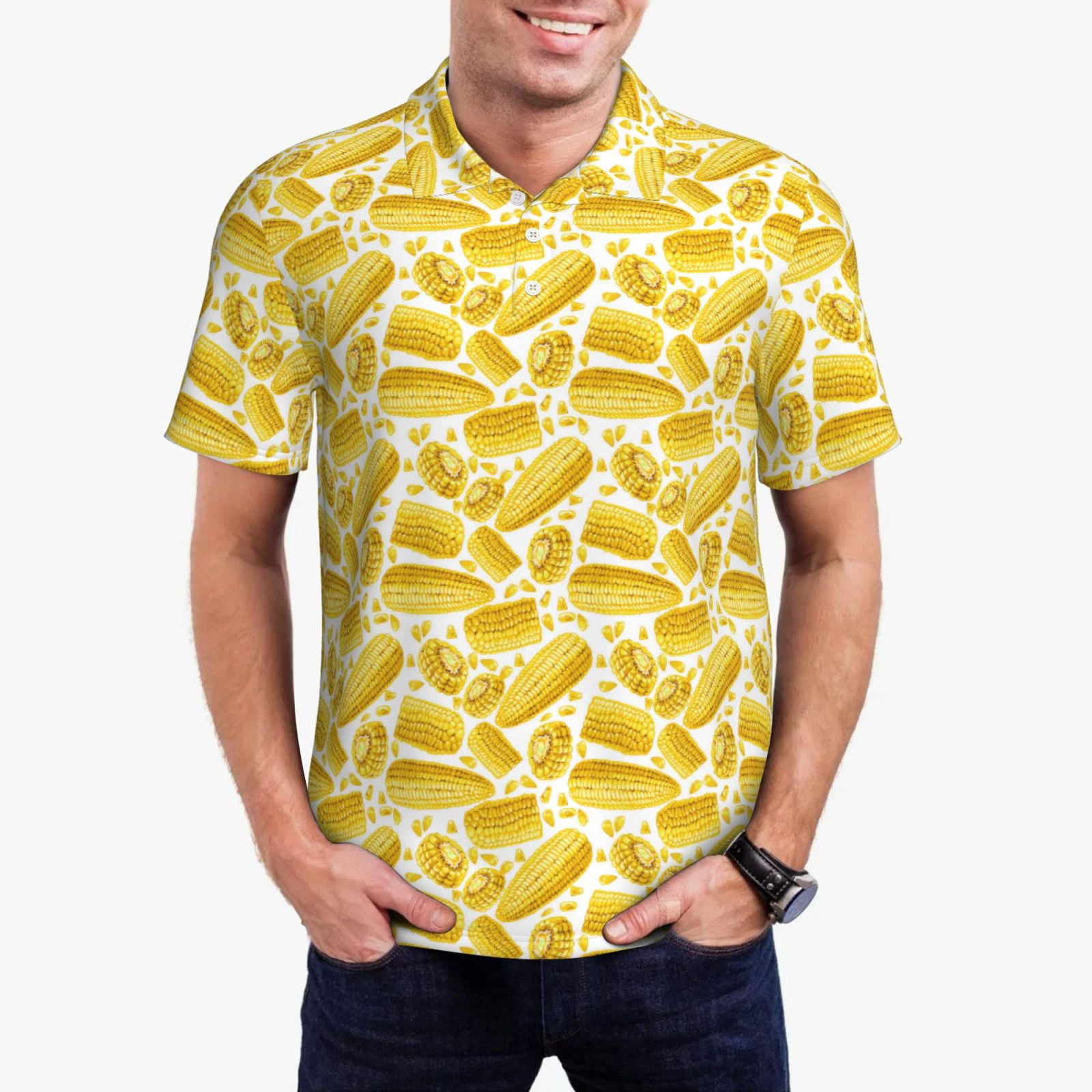 Polo Shirts for Men, Ears Of Corn Cuteness Casual Mens Polo Shirts ...