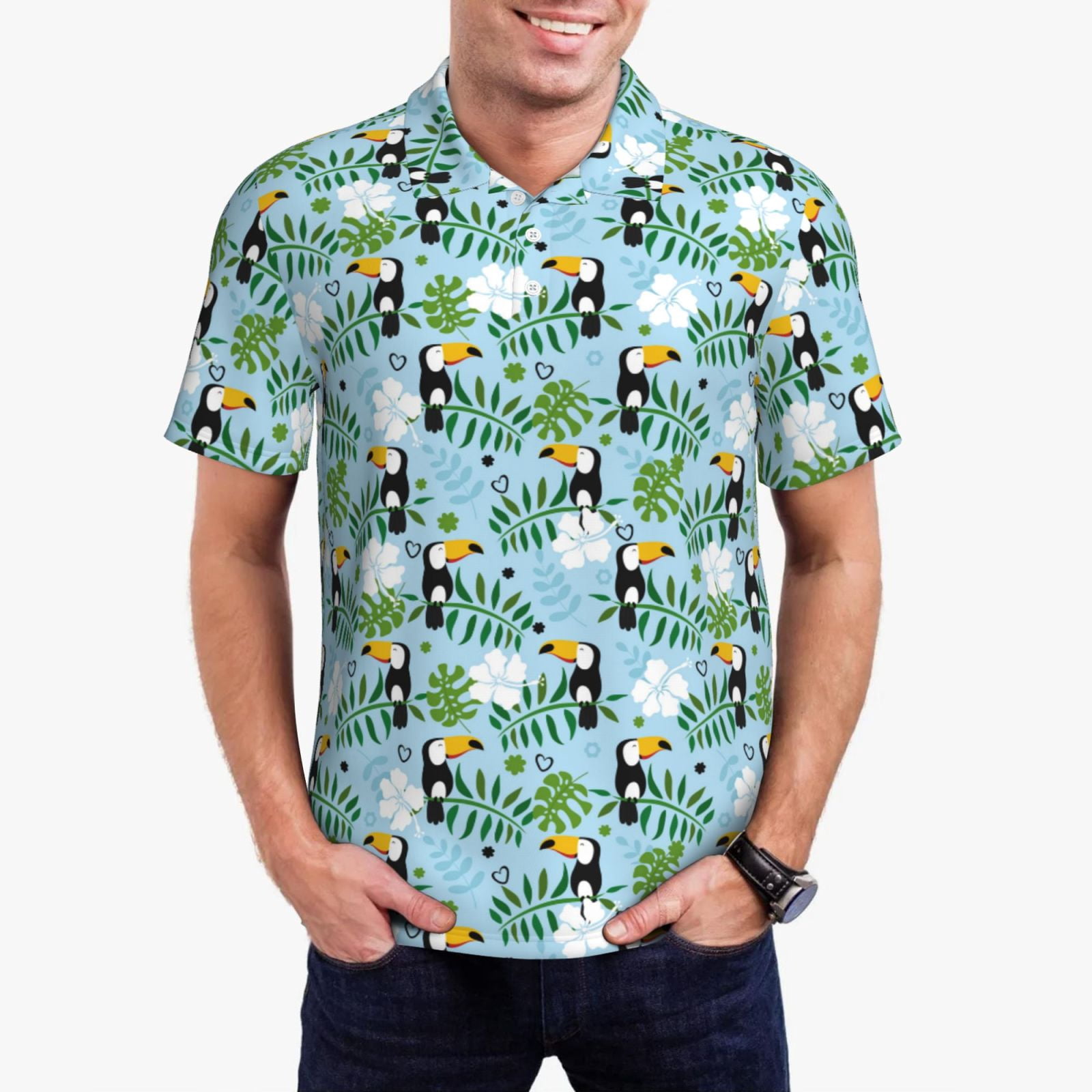 Polo Shirts for Men - Exotic bird toucan Soft Comfort Breathable Casual ...