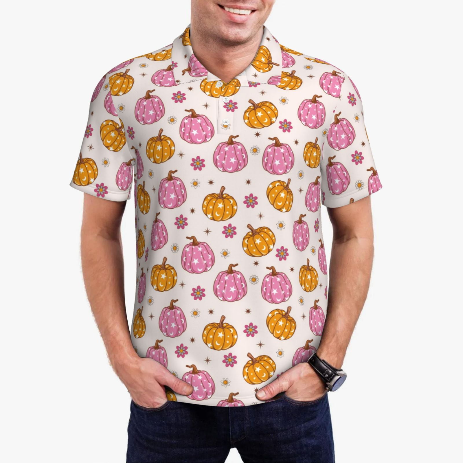 Polo Shirts for Men - Fall 70s Groovy Hippie 1 Mens Polo Shirts Short ...