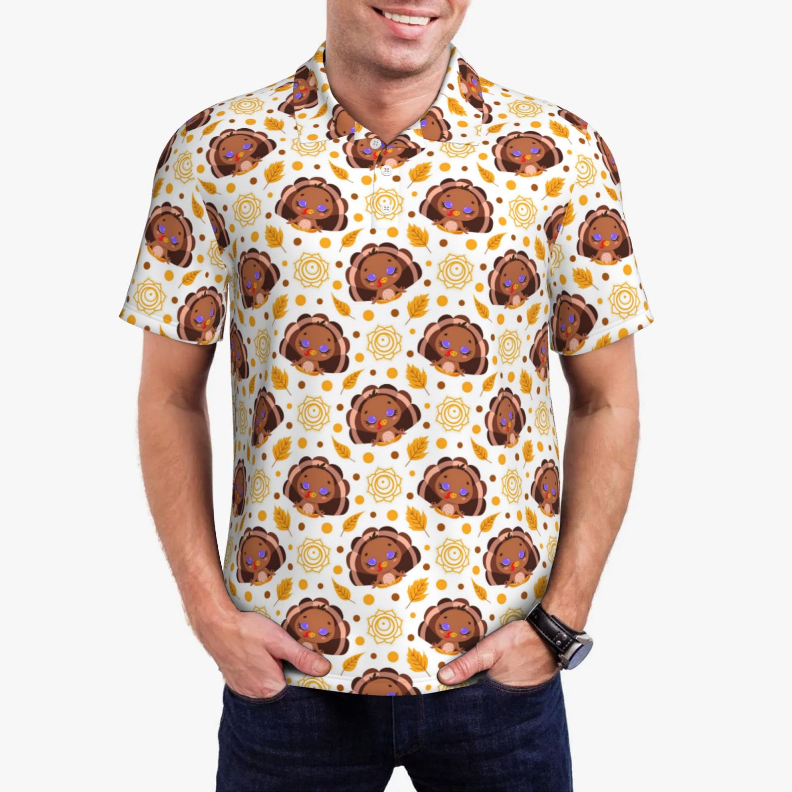 Polo Shirts for Men Fall Turkey Casual Mens Short Sleeve Polo Shirts ...