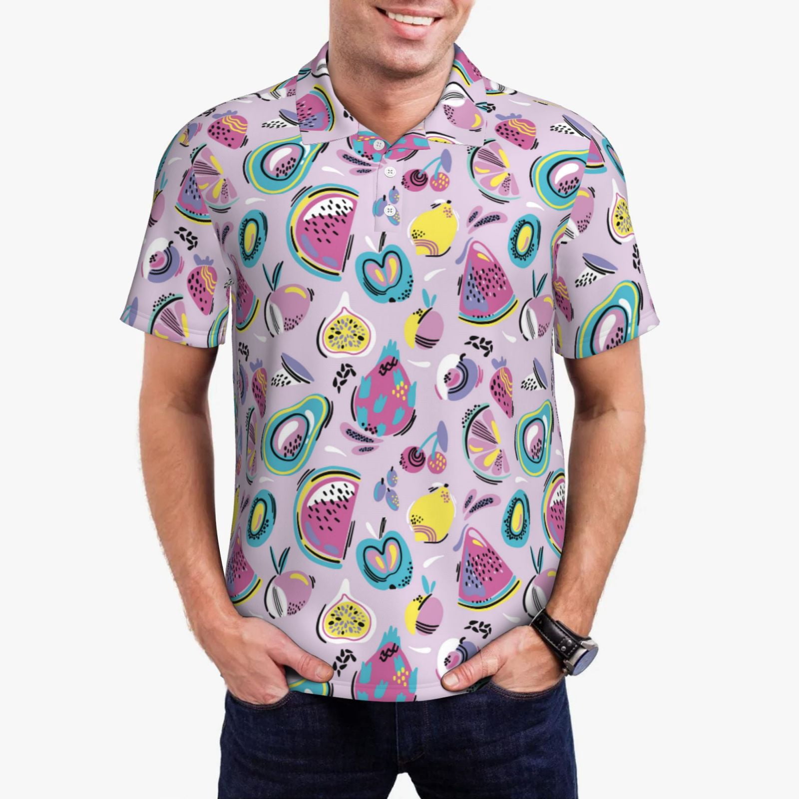 Polo Shirts for Men, Fashion tropics funny fruits Cuteness Casual Mens ...