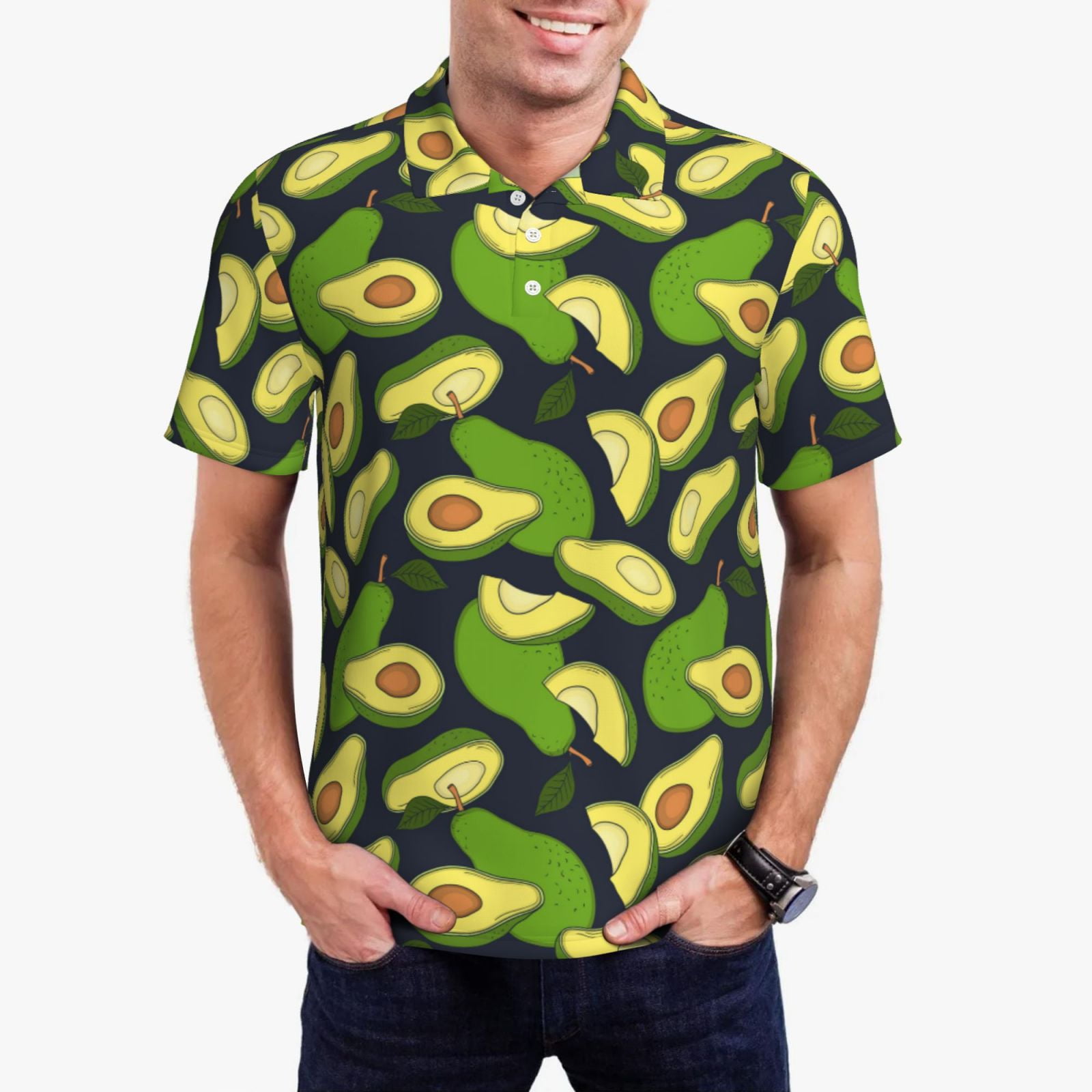 Polo Shirts for Men - Fresh Avocado Mens Polo Shirts Short Sleeve ...