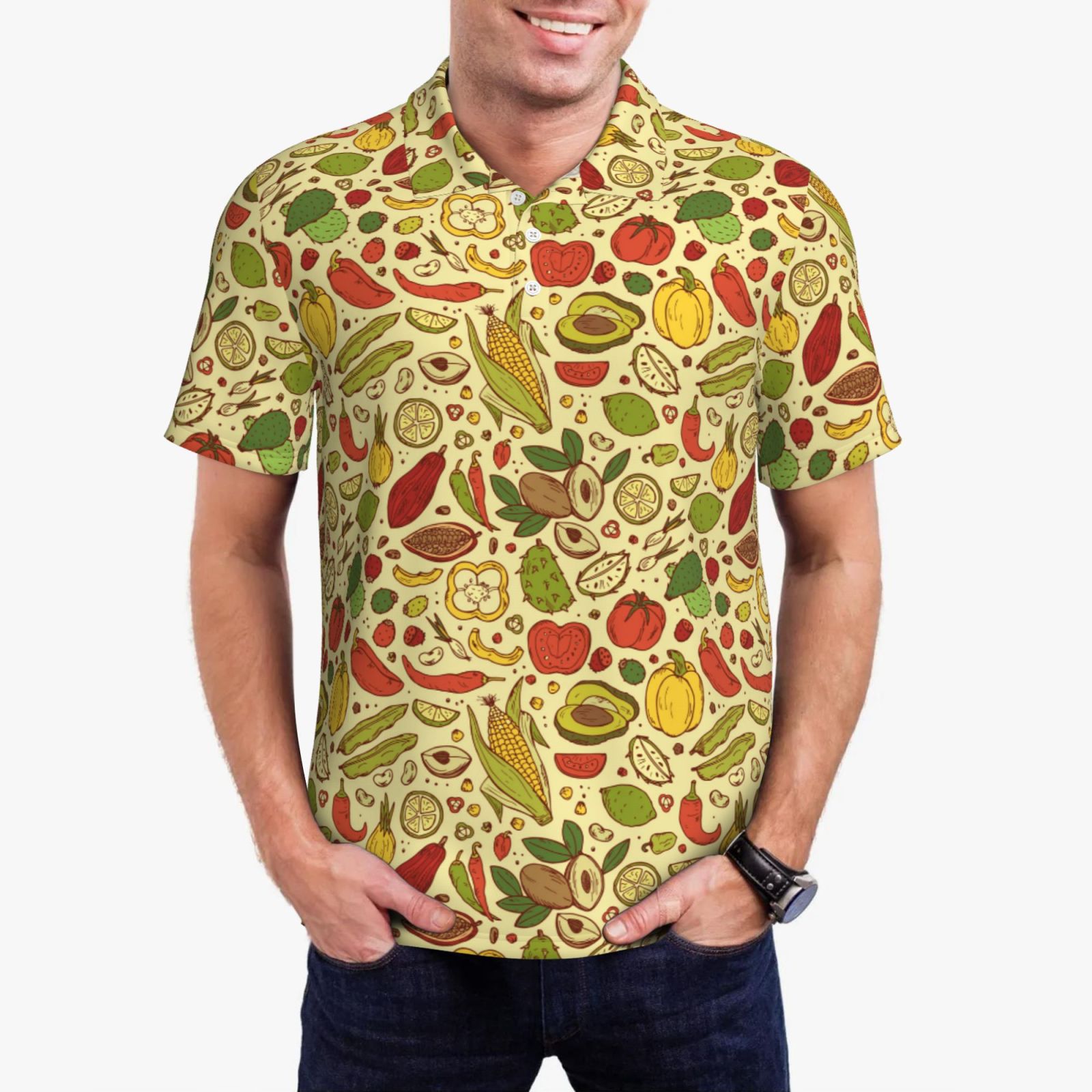 Polo Shirts for Men, Fruits And Vegetables Cuteness Casual Mens Polo ...