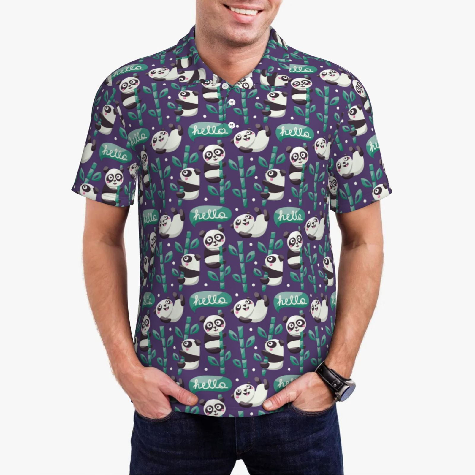 Polo Shirts for Men, Funny Cute Panda Cuteness Casual Mens Polo Shirts ...