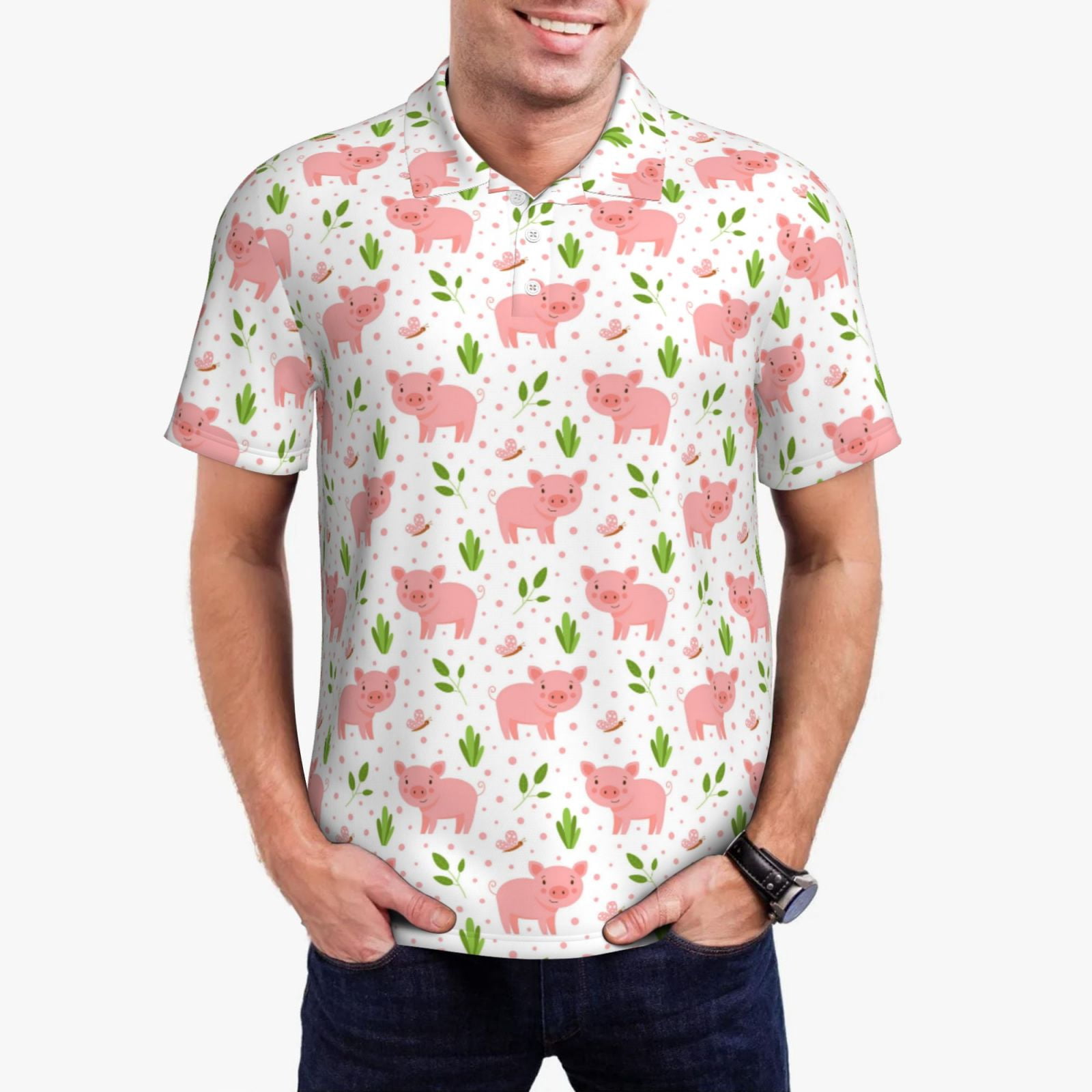 Polo Shirts for Men - Funny Little Pigs Mens Polo Shirts Short Sleeve ...