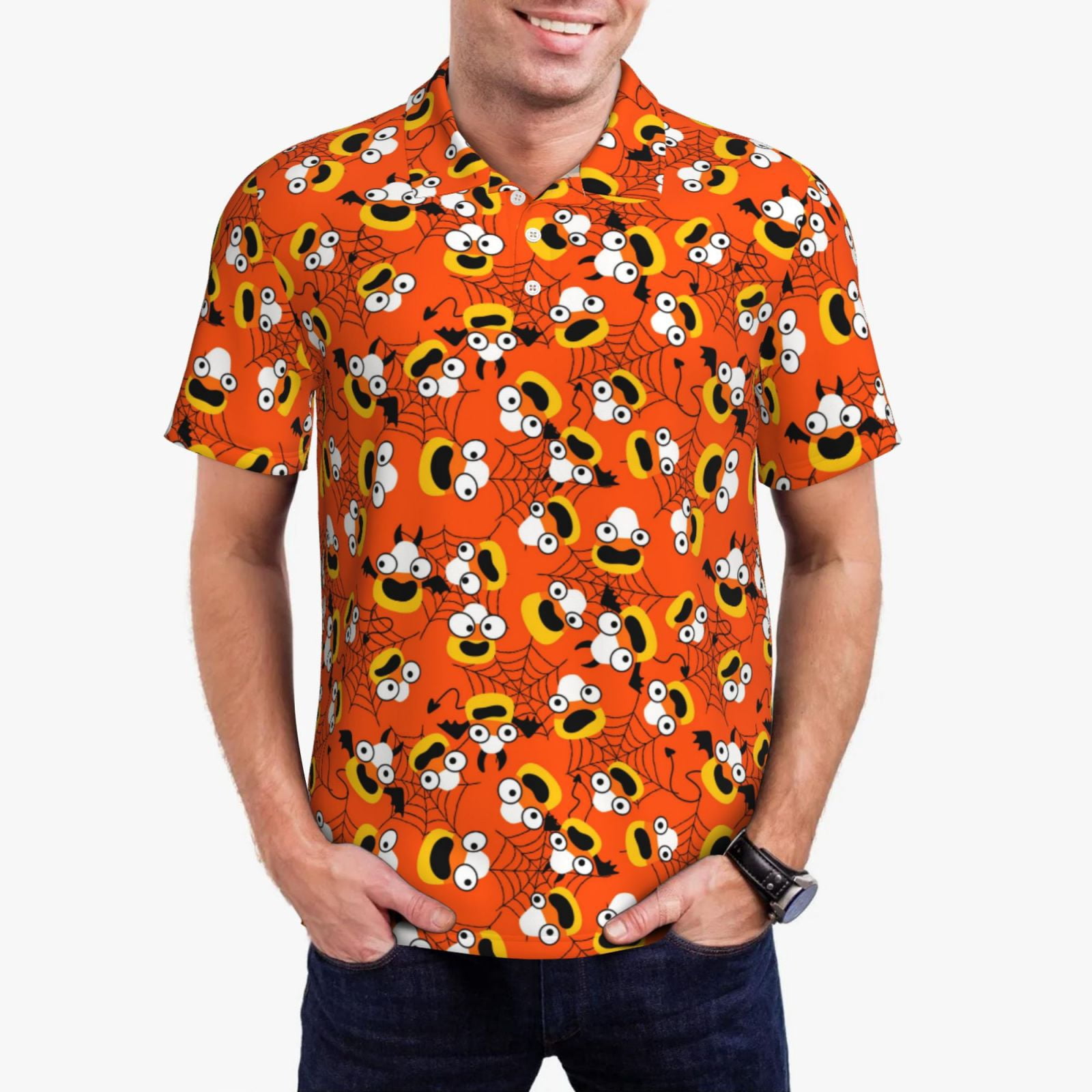 Polo Shirts for Men, Funny corn spider web Cuteness Casual Mens Polo ...