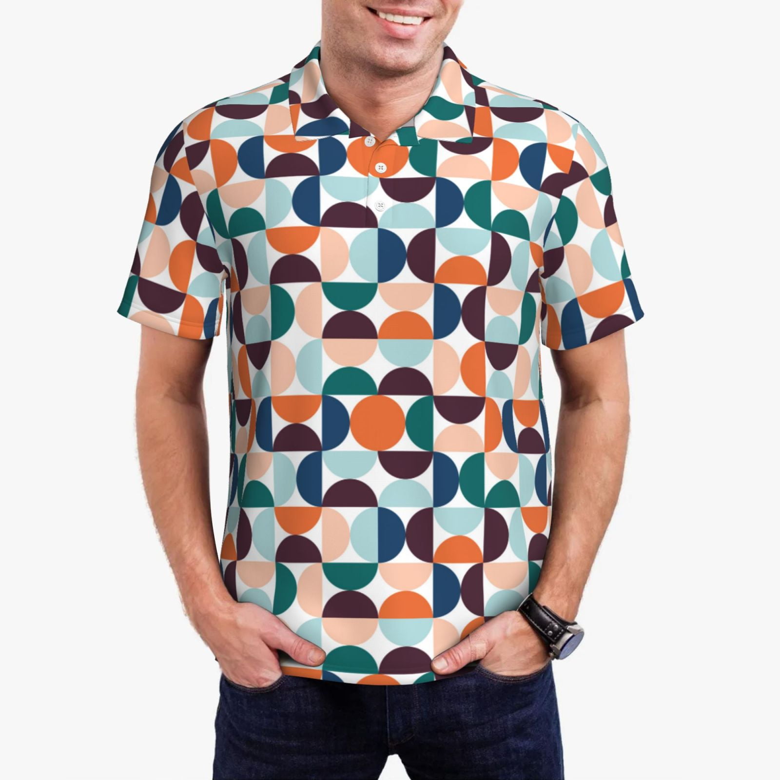 Polo Shirts for Men, Geometry abstractly colorful Cuteness Casual Mens ...