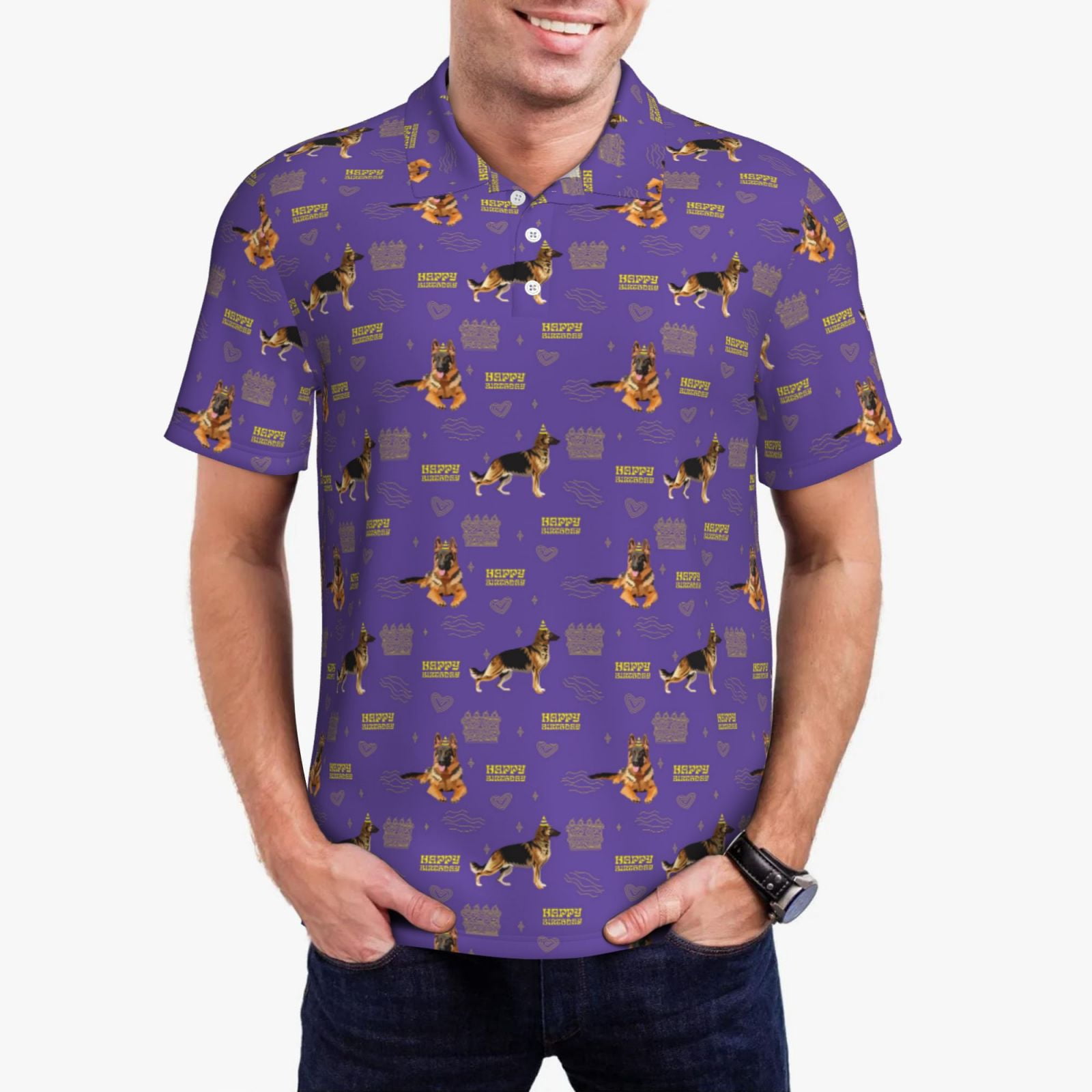 Polo Shirts for Men, German Shepherd Dog No.1019 Cuteness Casual Mens ...
