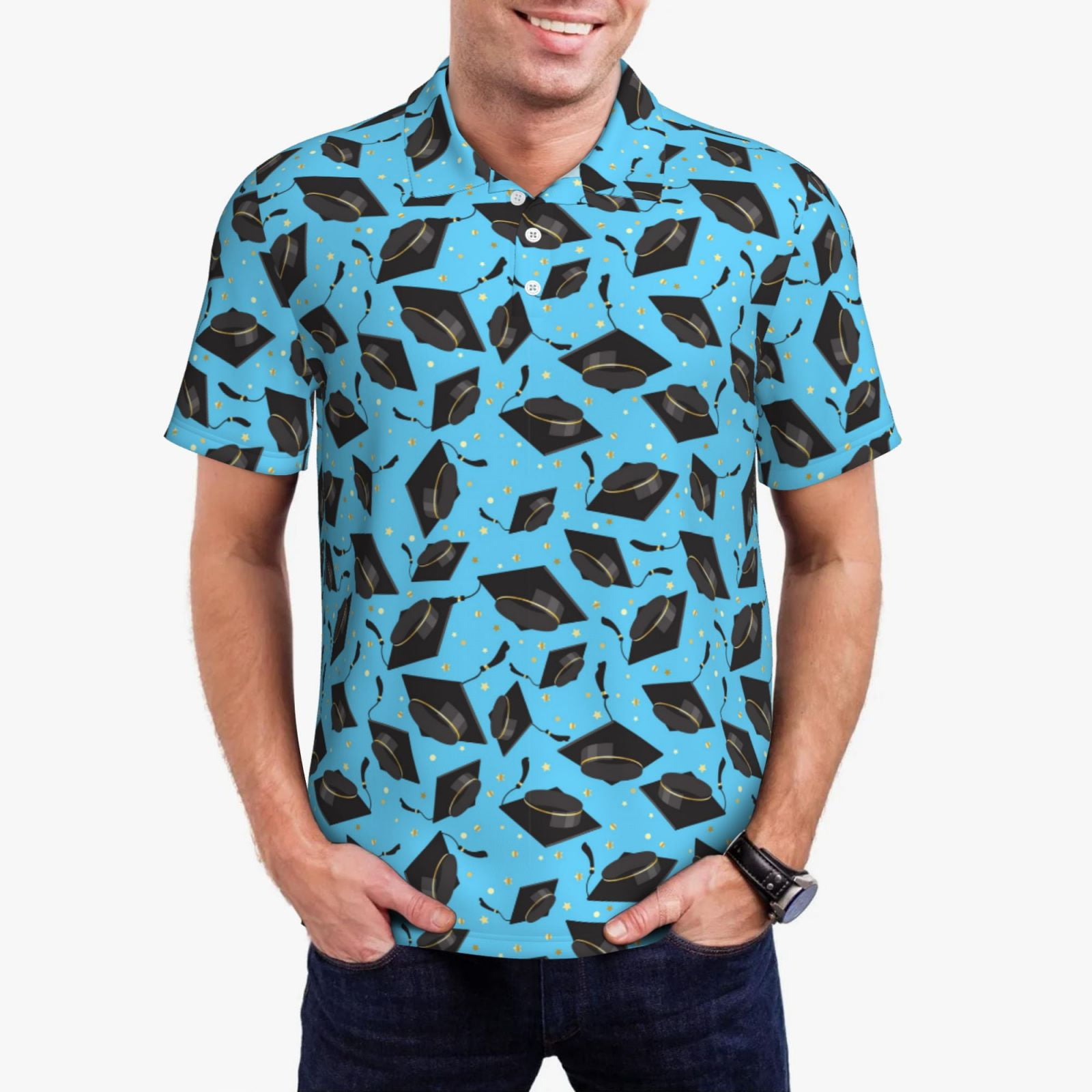 Polo Shirts for Men - Graduation Hats2 Soft Comfort Breathable Casual ...