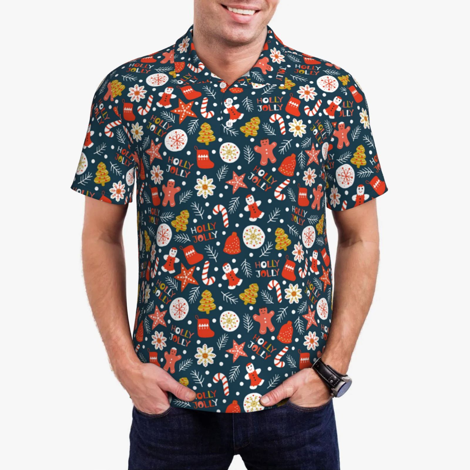 Polo Shirts for Men, Holiday Christmas Cookies Cuteness Casual Mens ...