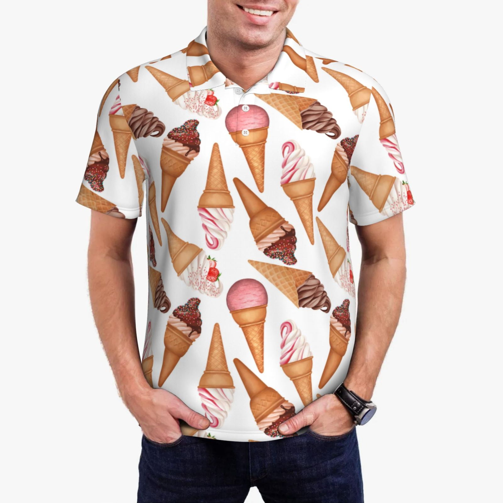 Polo Shirts for Men - Ice Cream No.J909 Classic Mens Polo Shirts Casual ...
