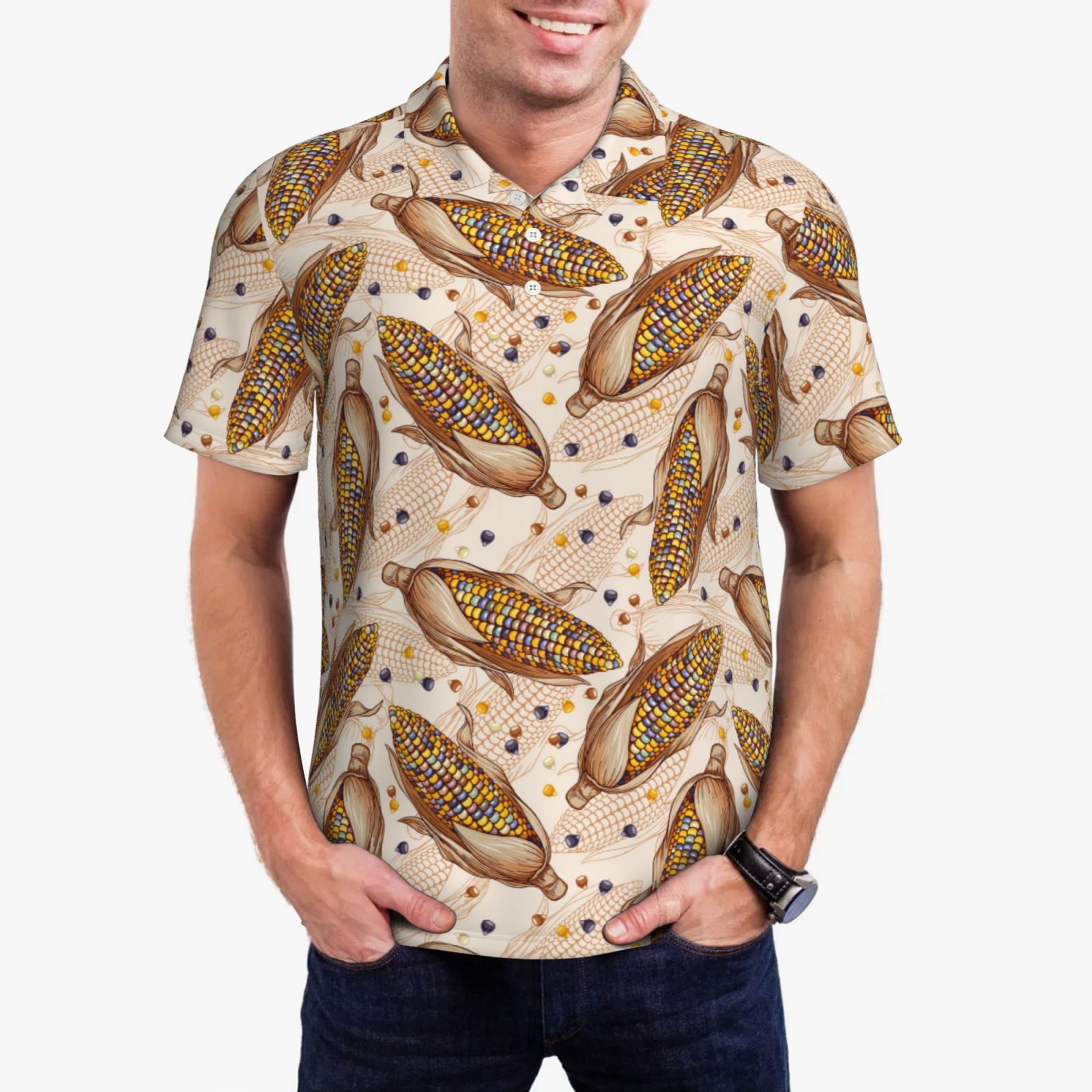 Polo Shirts for Men - Indian corn print cute Soft Comfort Breathable ...
