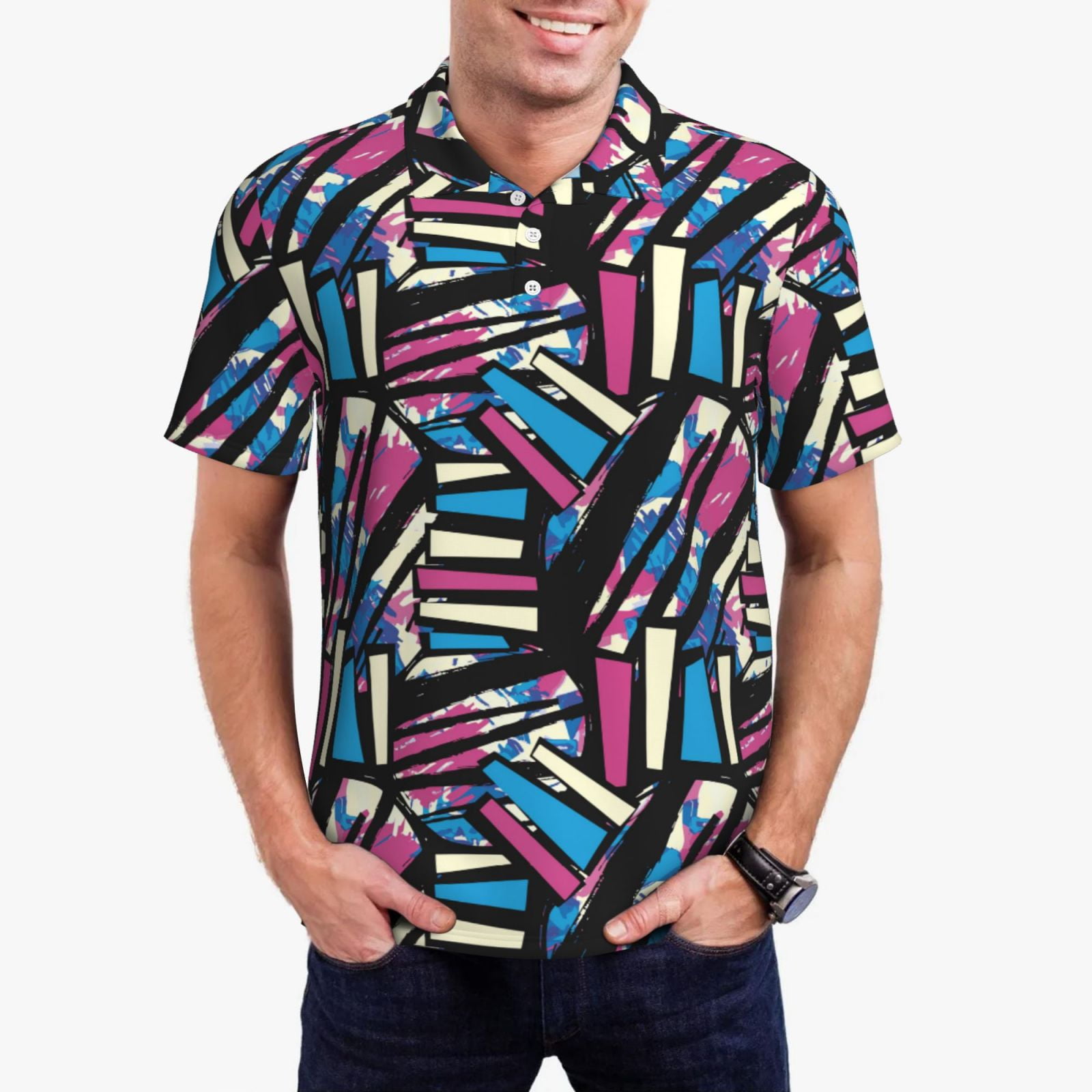 Polo Shirts for Men - Irregular graffiti Mens Polo Shirts Short Sleeve ...