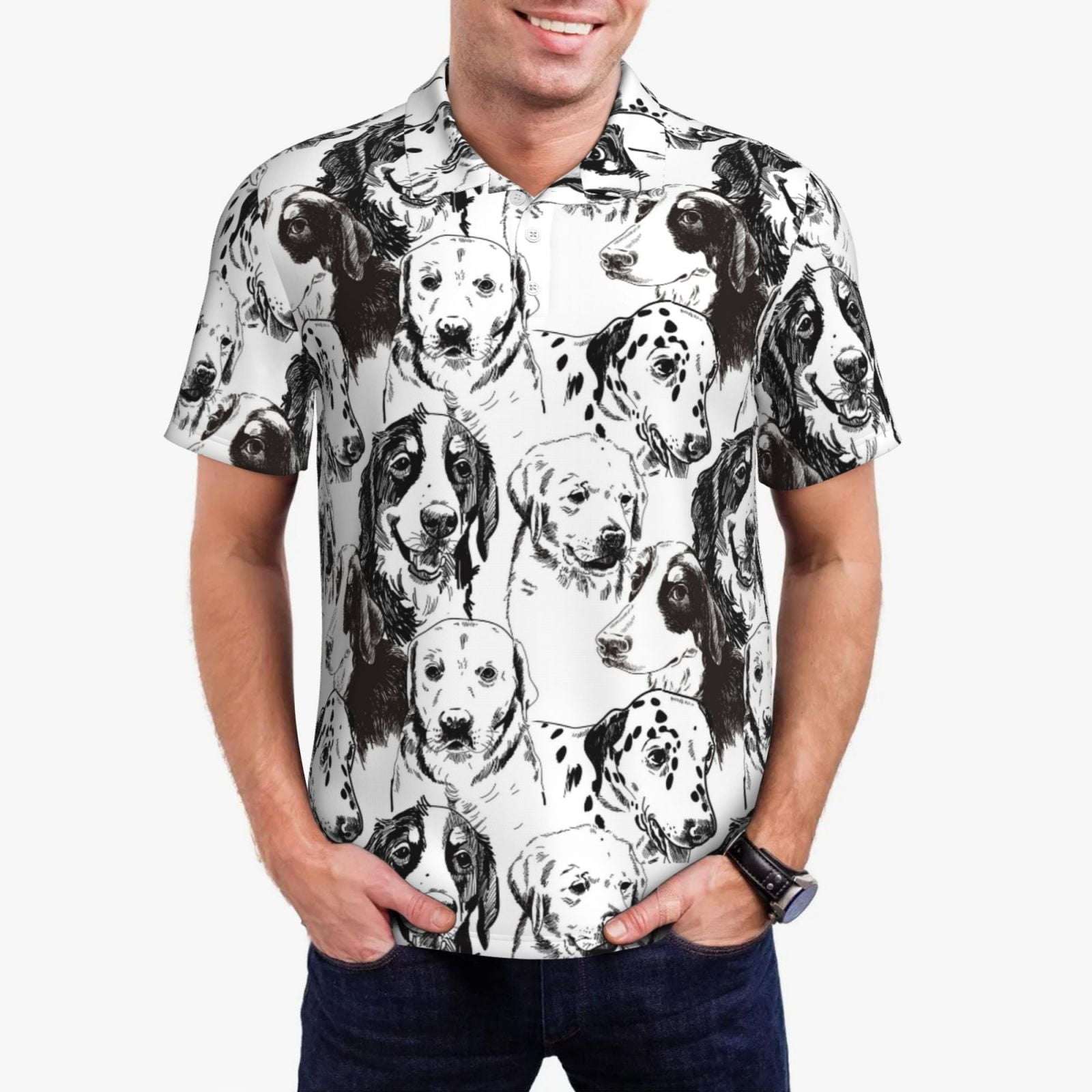 Polo Shirts for Men Labrador Retriever Dog Casual Mens Short Sleeve ...