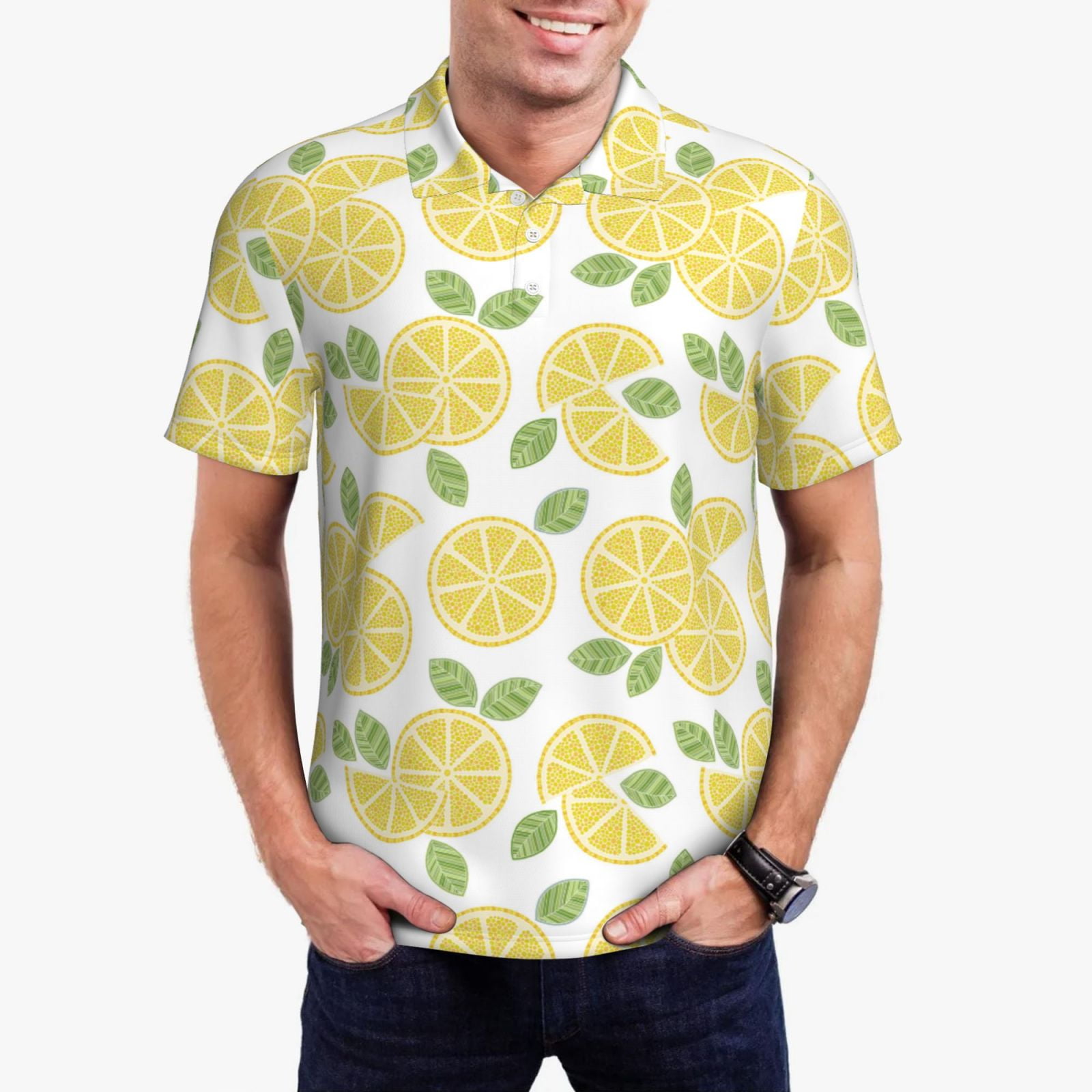 Polo Shirts for Men - Lemon slices Mens Polo Shirts Short Sleeve ...