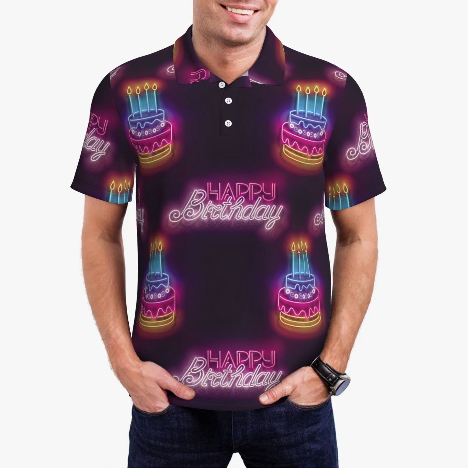 Polo Shirts for Men - Light Bulb happy birthday Mens Polo Shirts Short ...