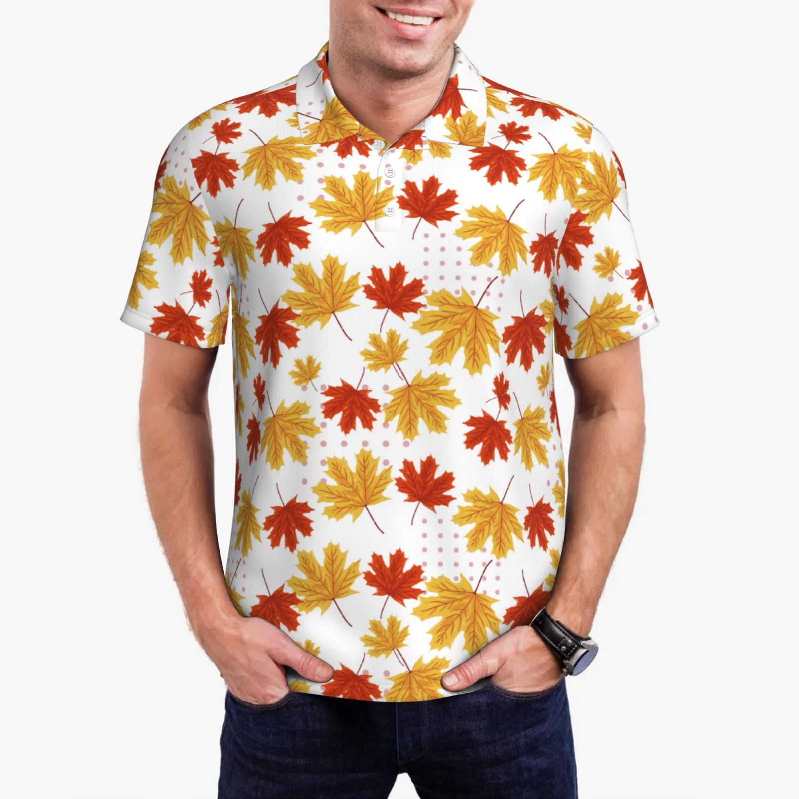 Polo Shirts for Men - Maple Leaf Soft Comfort Breathable Casual Mens ...