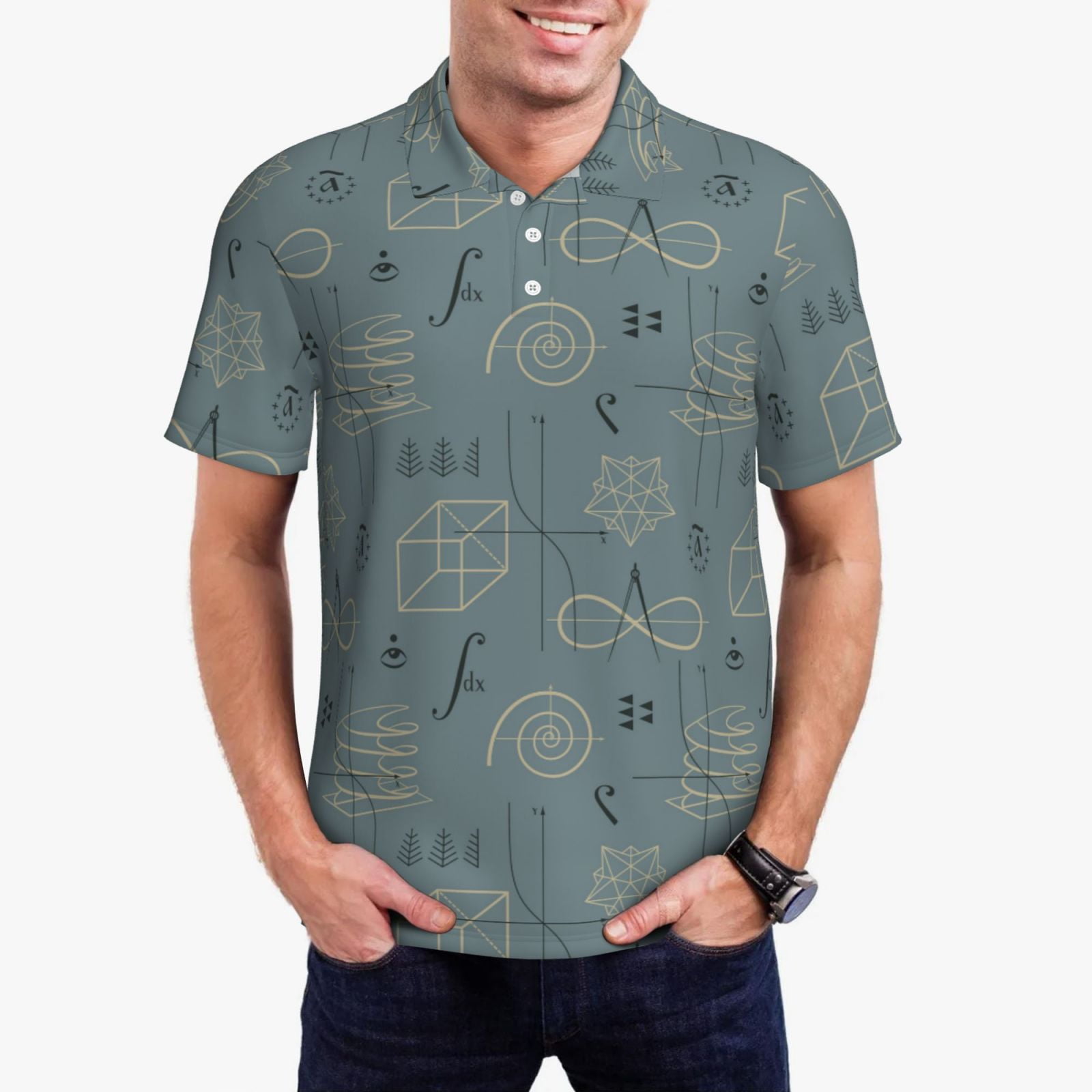 Polo Shirts for Men, Math Print Quadrant Cuteness Casual Mens Polo ...