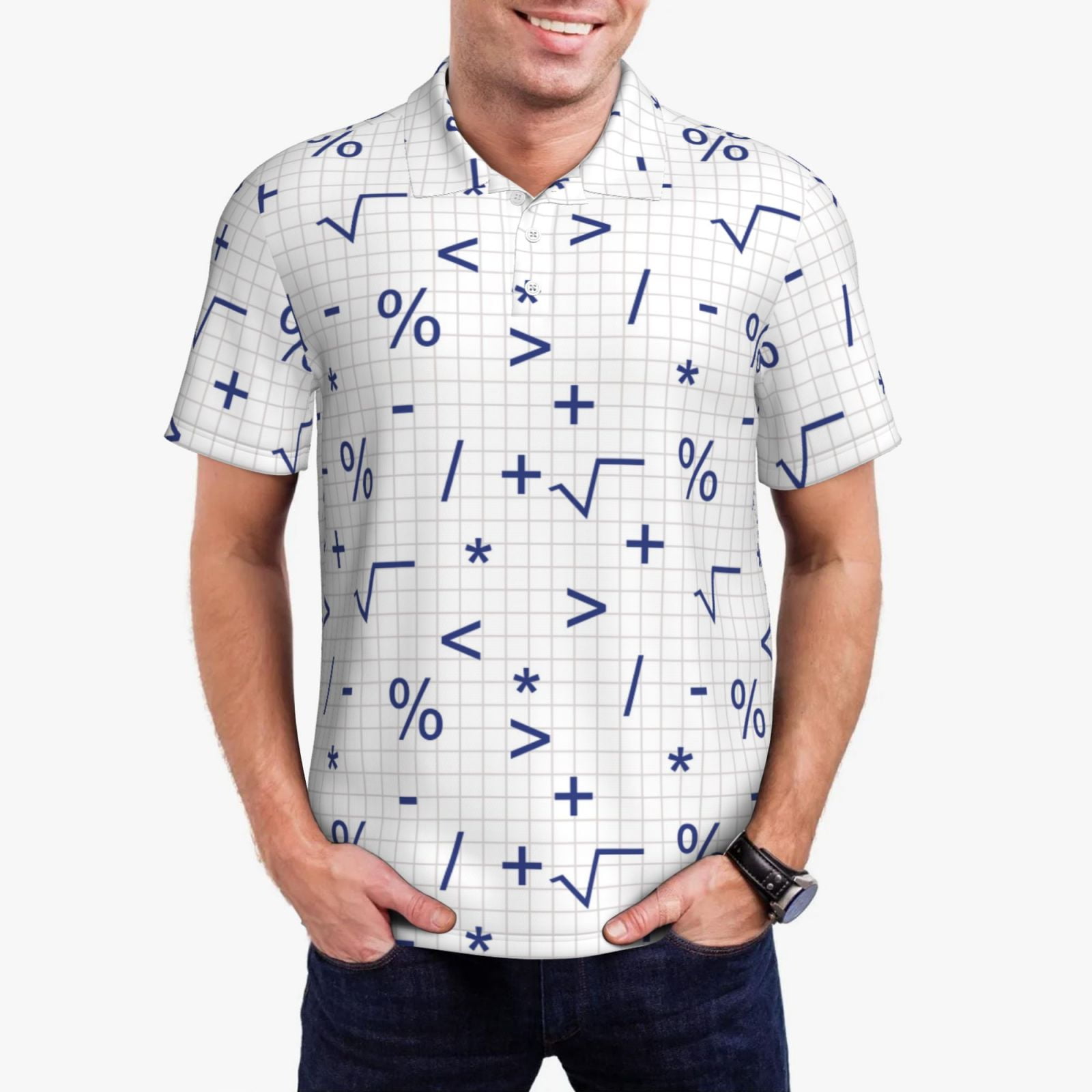 Polo Shirts for Men, Math Symbol Print comical Cuteness Casual Mens ...