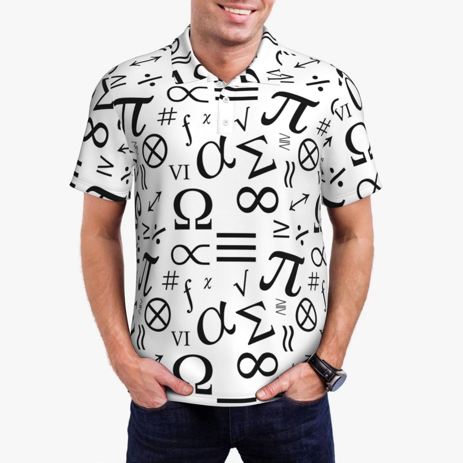 Polo Shirts for Men - Math Symbol Print funny Classic Mens Polo Shirts ...
