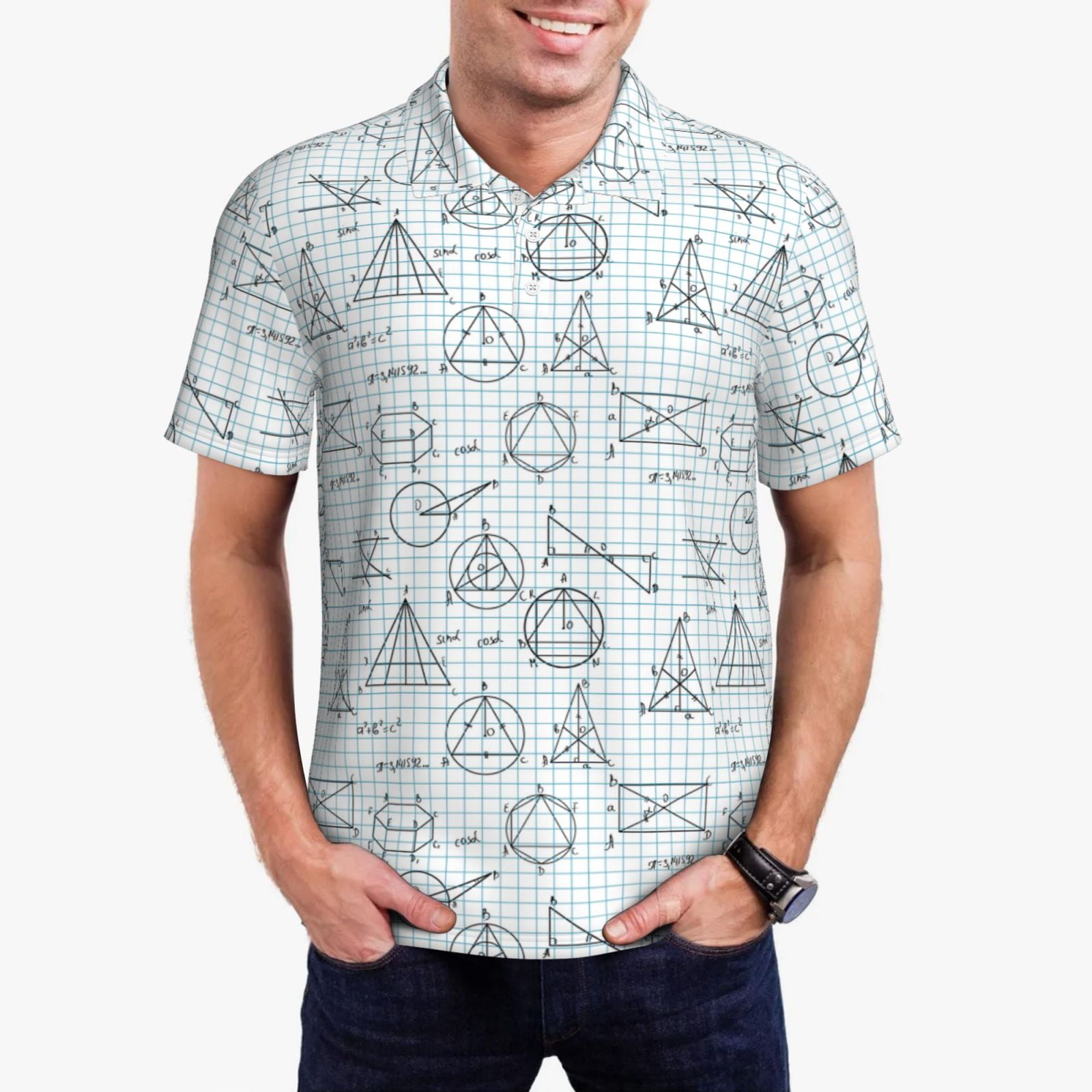 Polo Shirts for Men - Math equation Print Classic Mens Polo Shirts ...