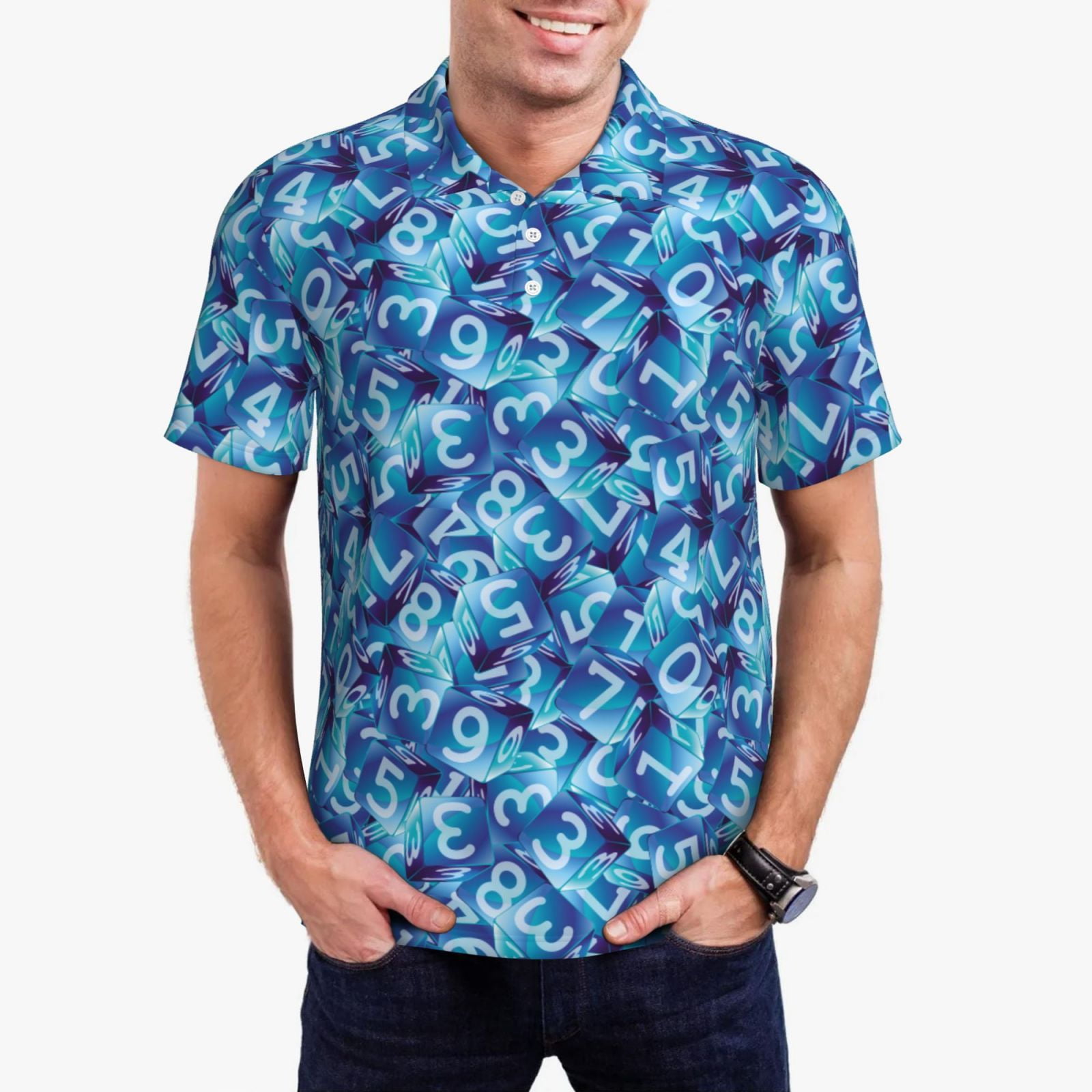 Polo Shirts for Men - Math number dice Print Classic Mens Polo Shirts ...