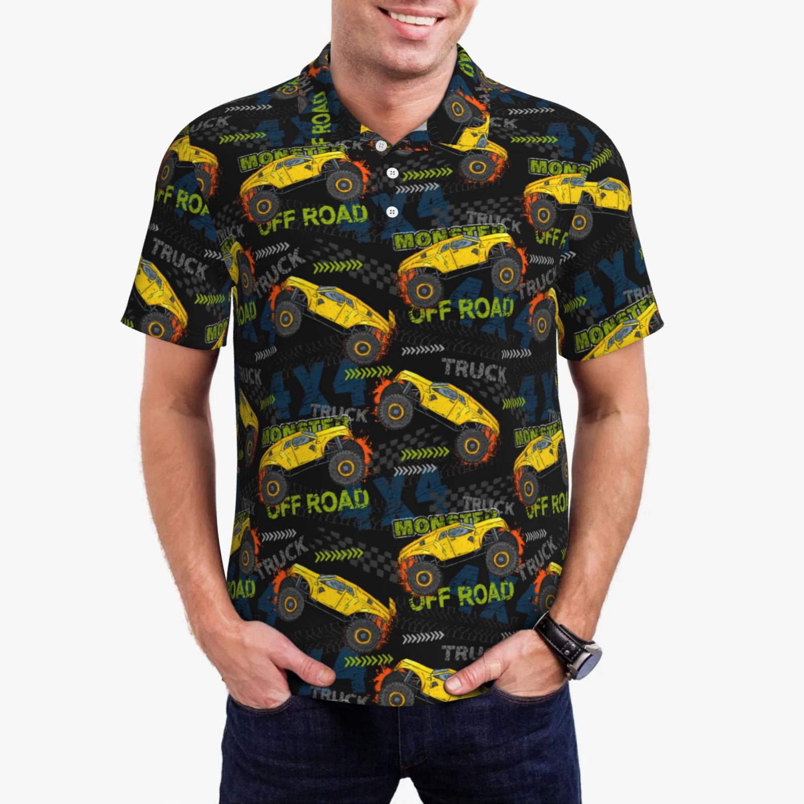 Polo Shirts for Men - Monster Truck1 Soft Comfort Breathable Casual ...