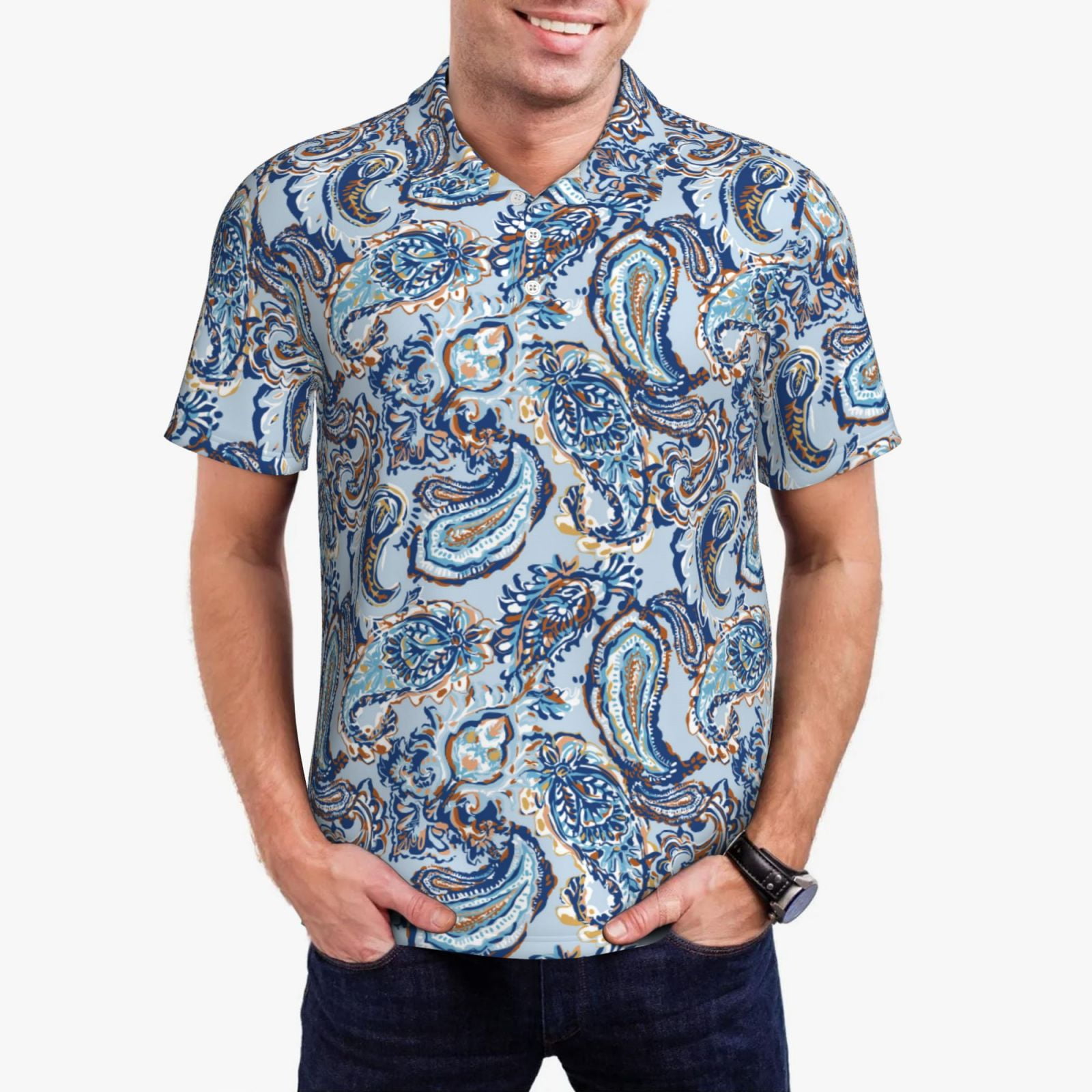Polo Shirts for Men - Paisley Pattern No.90124 Mens Polo Shirts Short ...
