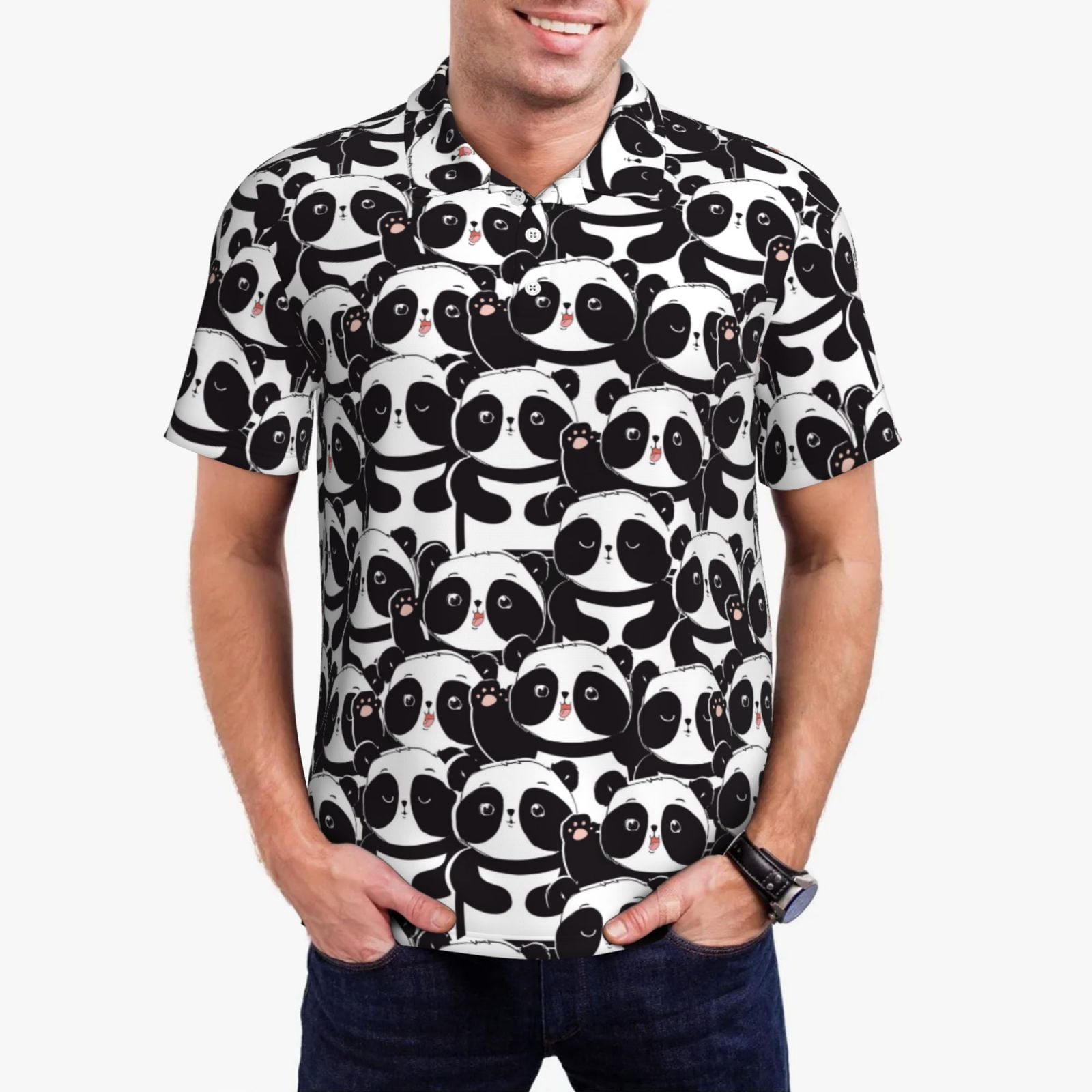 Polo Shirts for Men - Panda Mens Polo Shirts Short Sleeve, Button Down ...