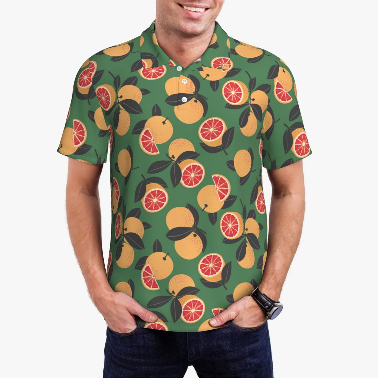 Polo Shirts for Men - Red Orange Mens Polo Shirts Short Sleeve, Button ...