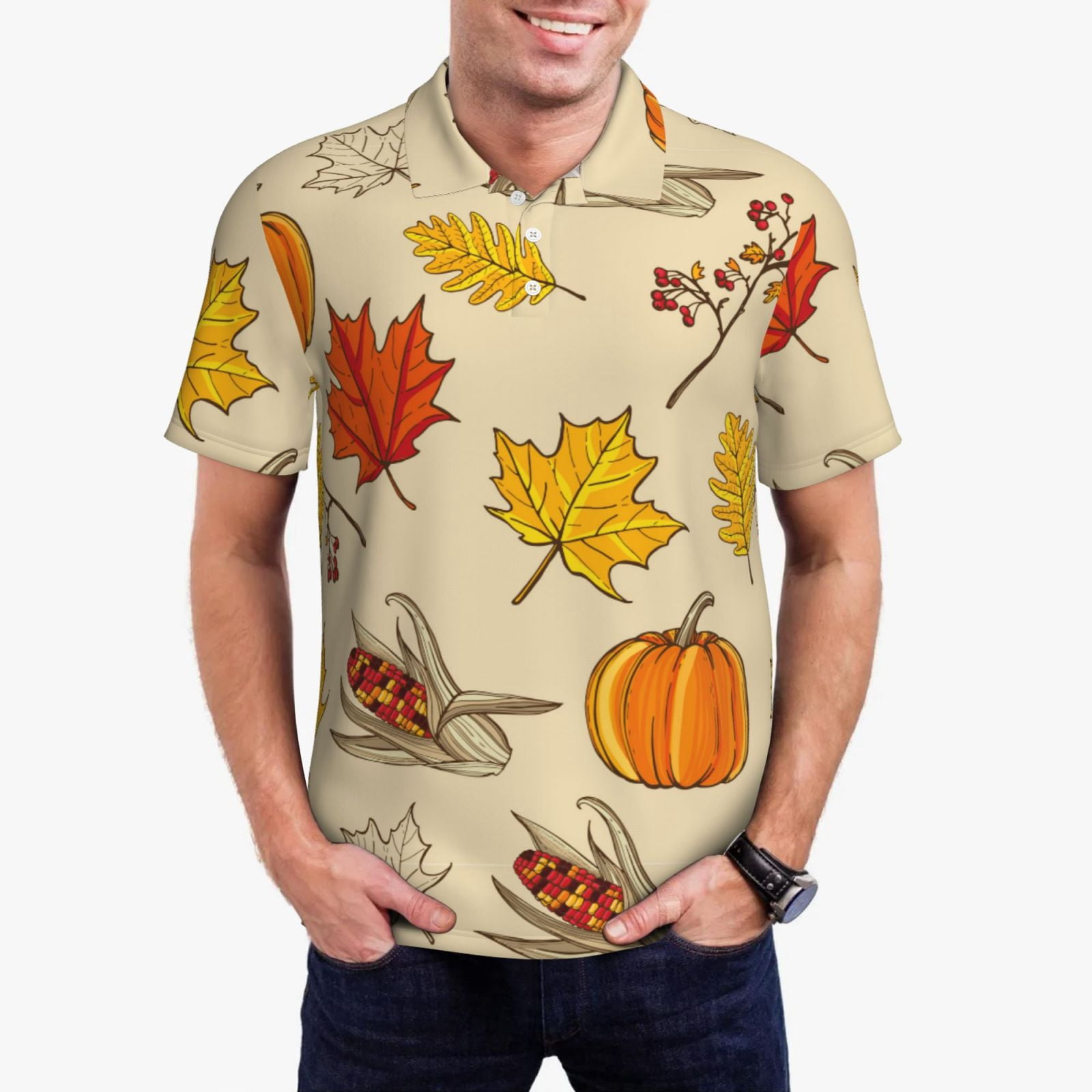 Polo Shirts for Men - Rustic Harvest Time Classic Mens Polo Shirts ...