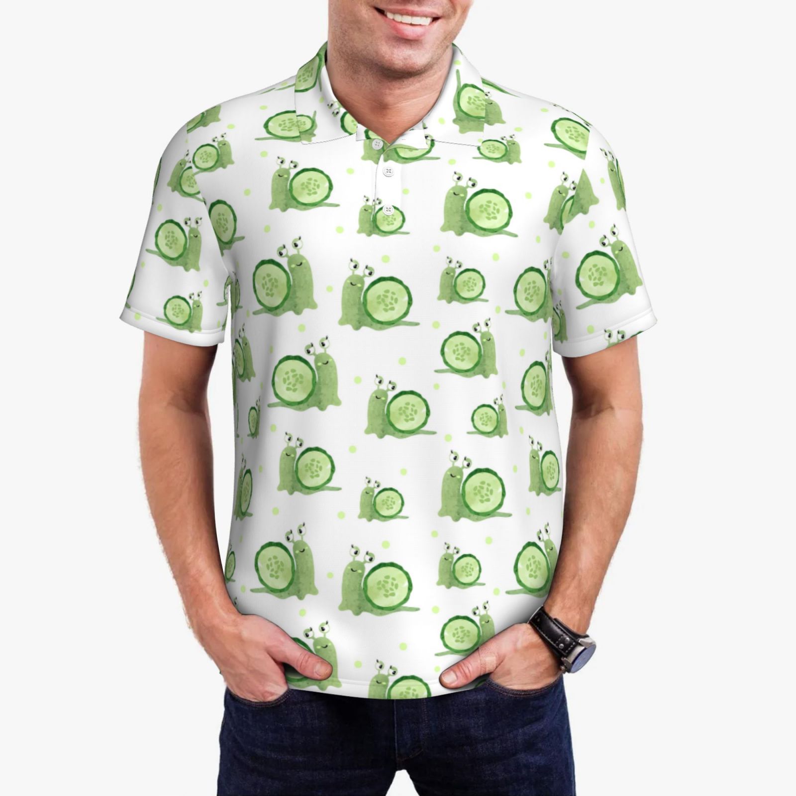 Polo Shirts for Men - Snails cucumber slices Soft Comfort Breathable ...