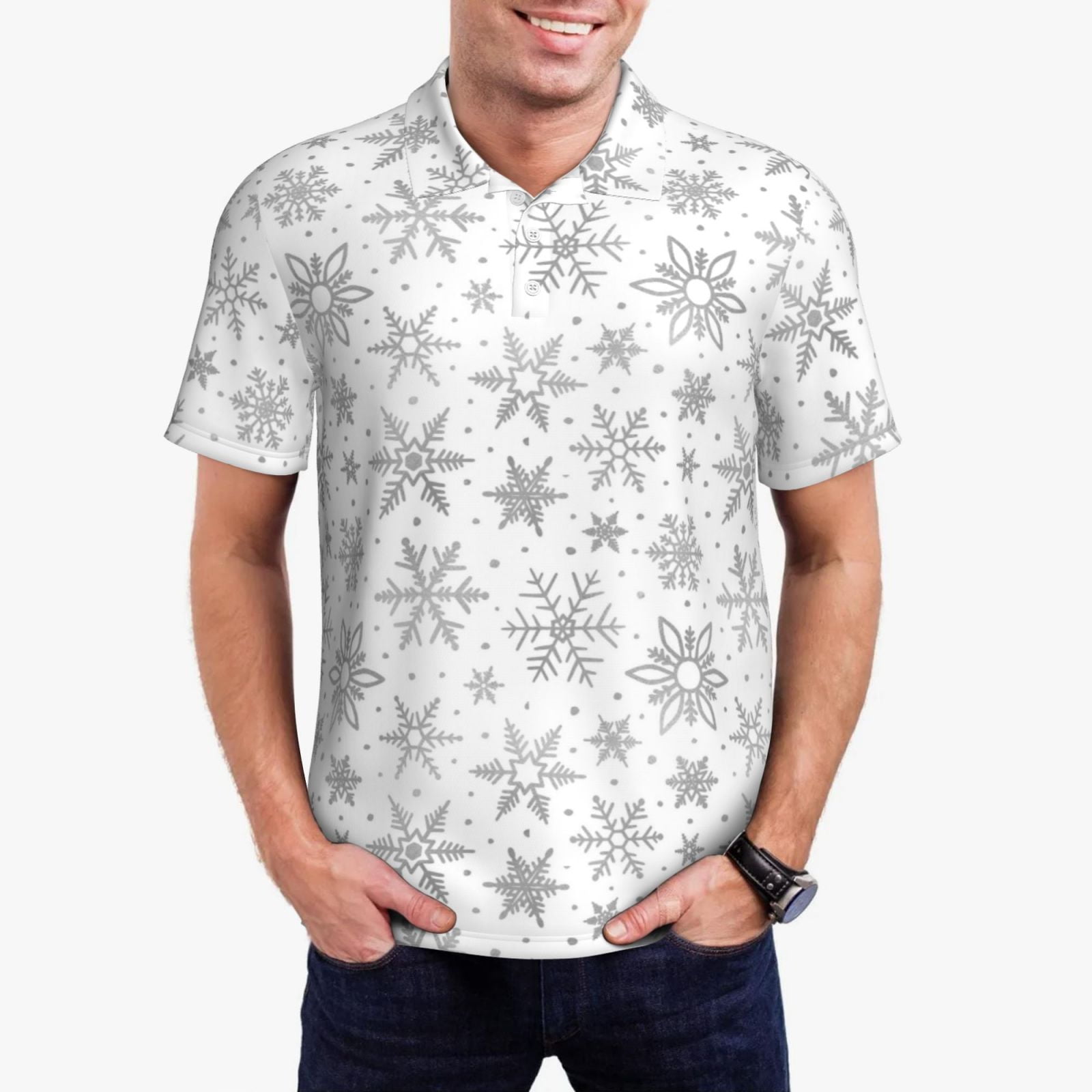 Polo Shirts for Men - Snowflake Minimalist Mens Polo Shirts Short ...