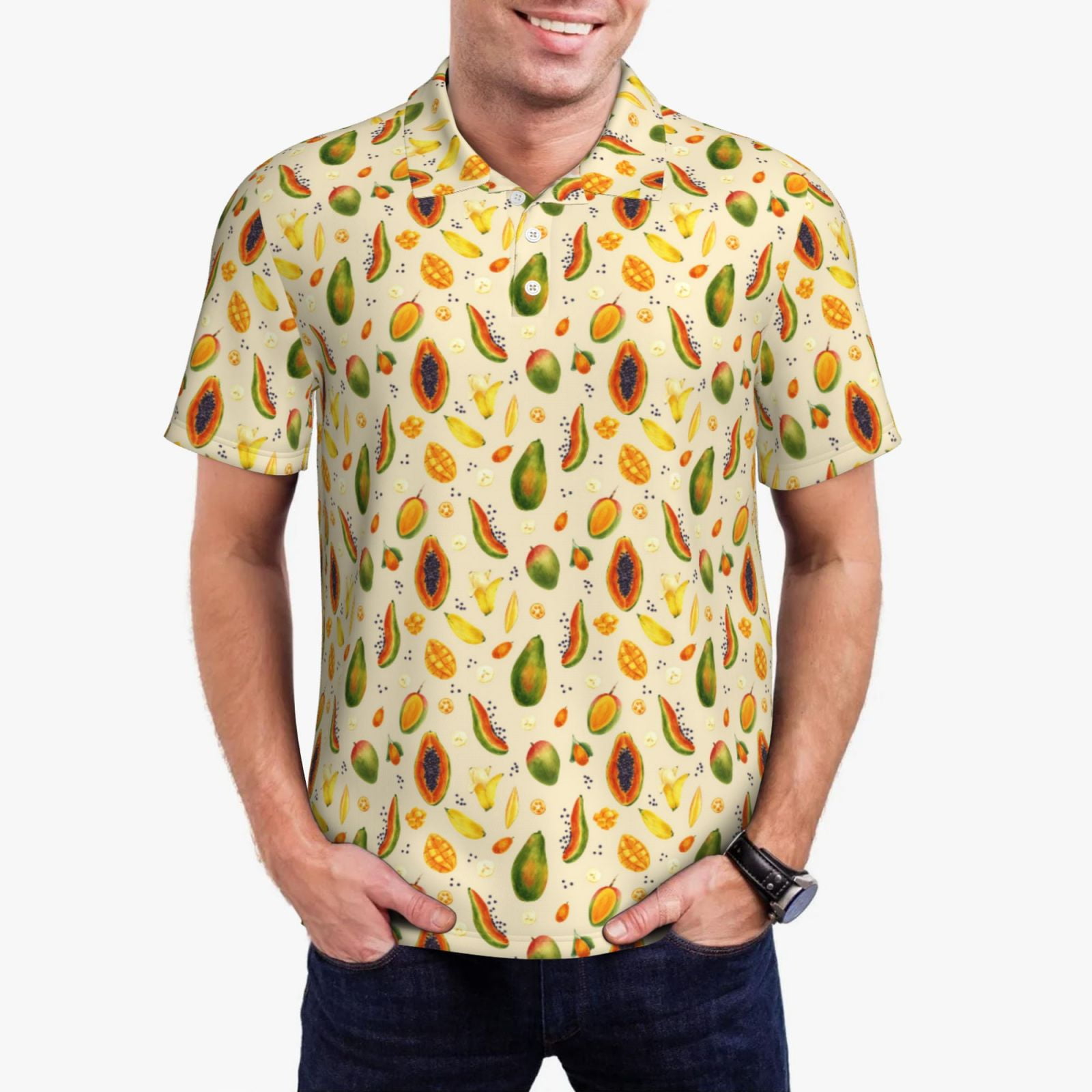 Polo Shirts for Men - Tropical Fruits Classic Mens Polo Shirts Casual ...