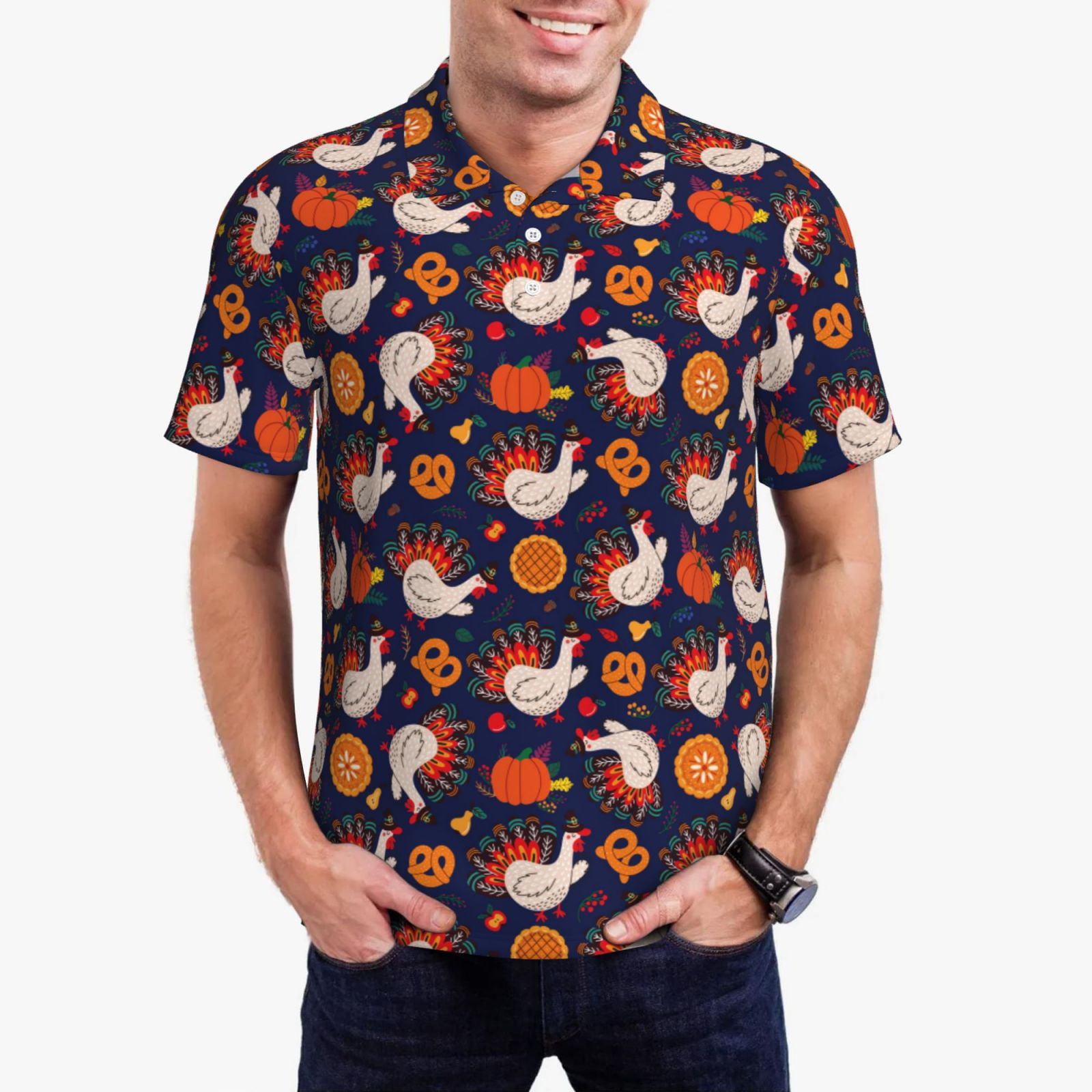 Polo Shirts for Men - Turkey And Thanksgiving Classic Mens Polo Shirts ...
