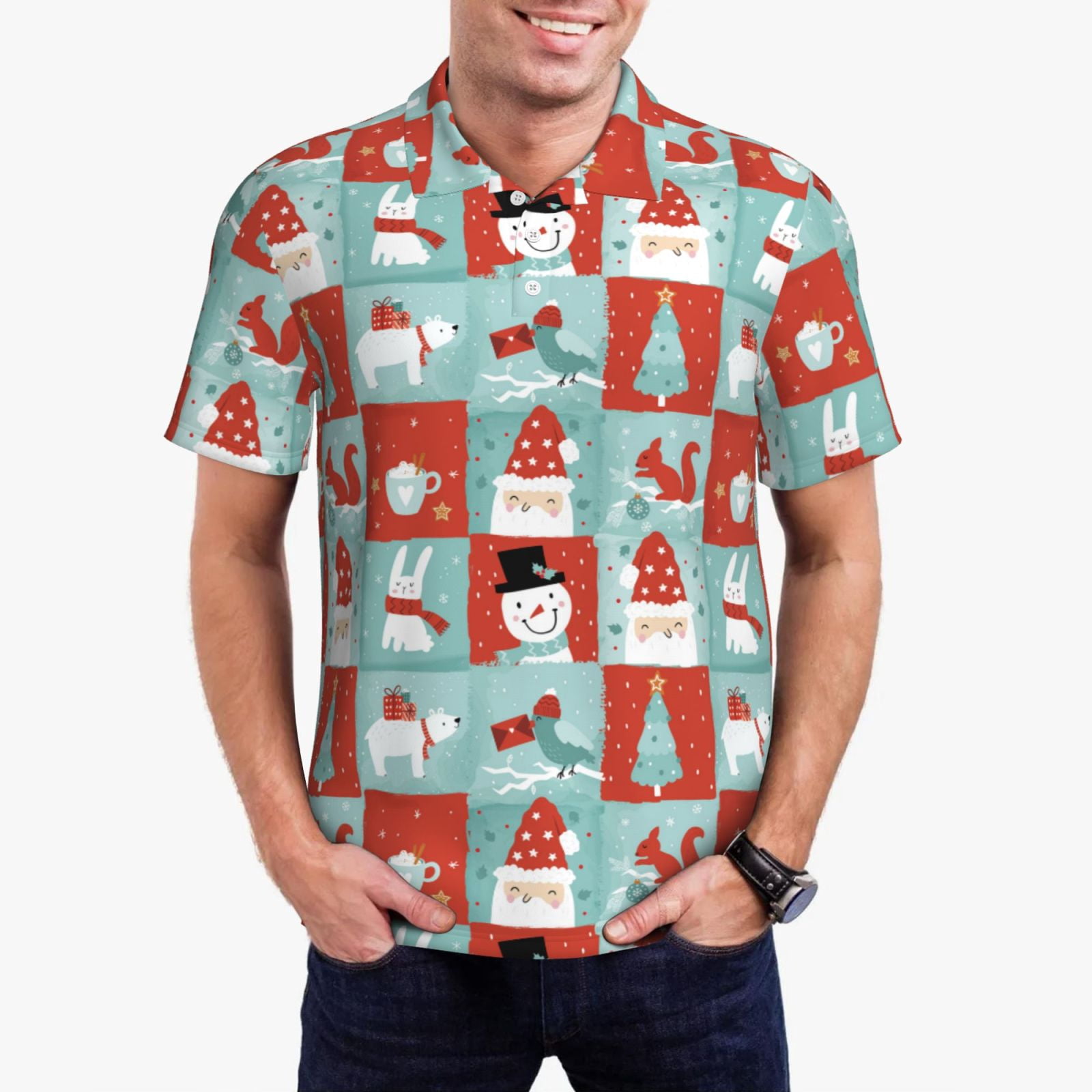 Polo Shirts for Men Warm Christmas Memories Casual Mens Short Sleeve ...