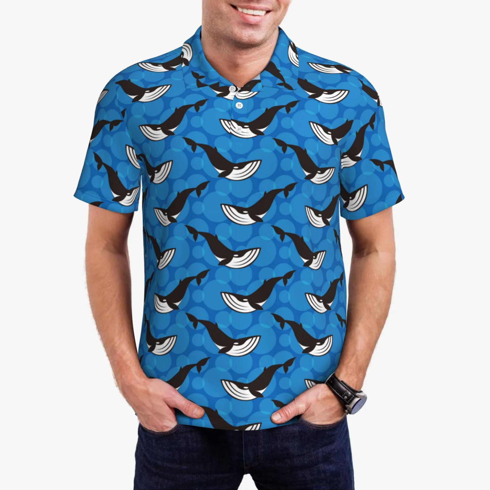 Polo Shirts for Men - Whale And Sea Classic Mens Polo Shirts Casual ...