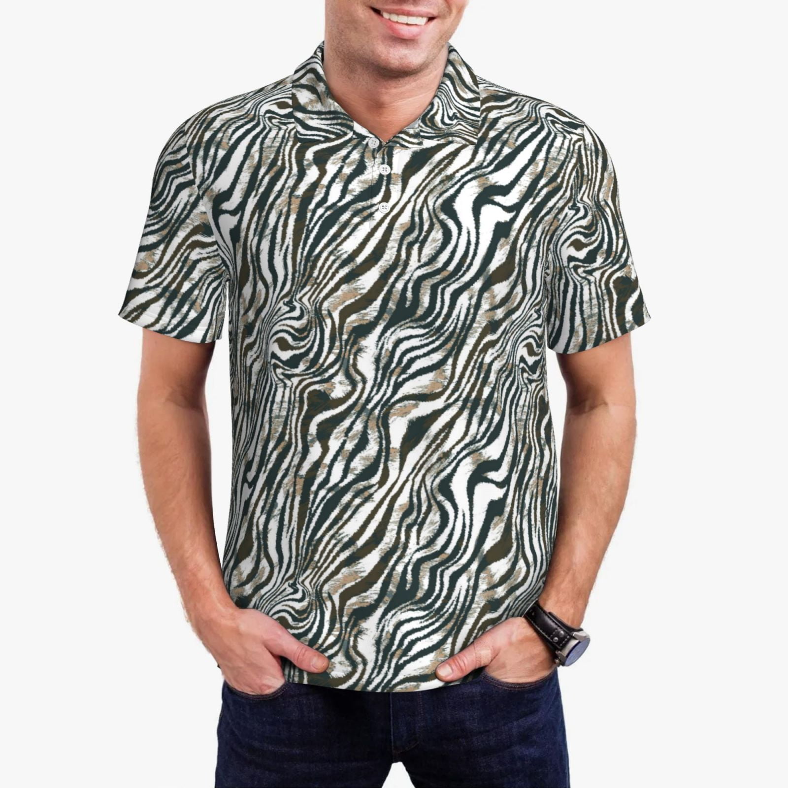 Polo Shirts for Men - Zebra print black white Soft Comfort Breathable ...