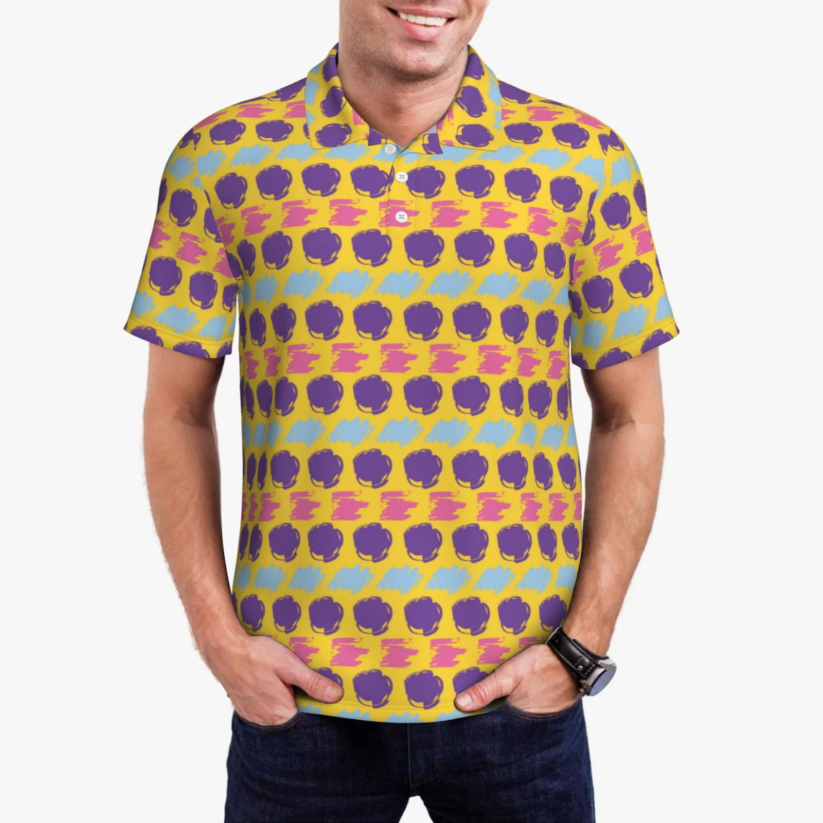 Polo Shirts for Men - abstractly colorful dots pattern Mens Polo Shirts ...