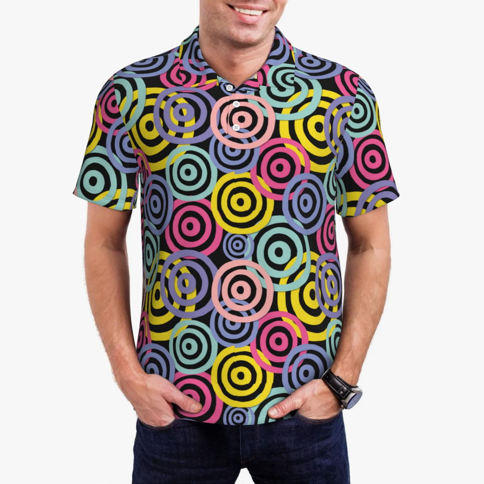 Polo Shirts for Men - abstractly colorful print A Mens Polo Shirts ...