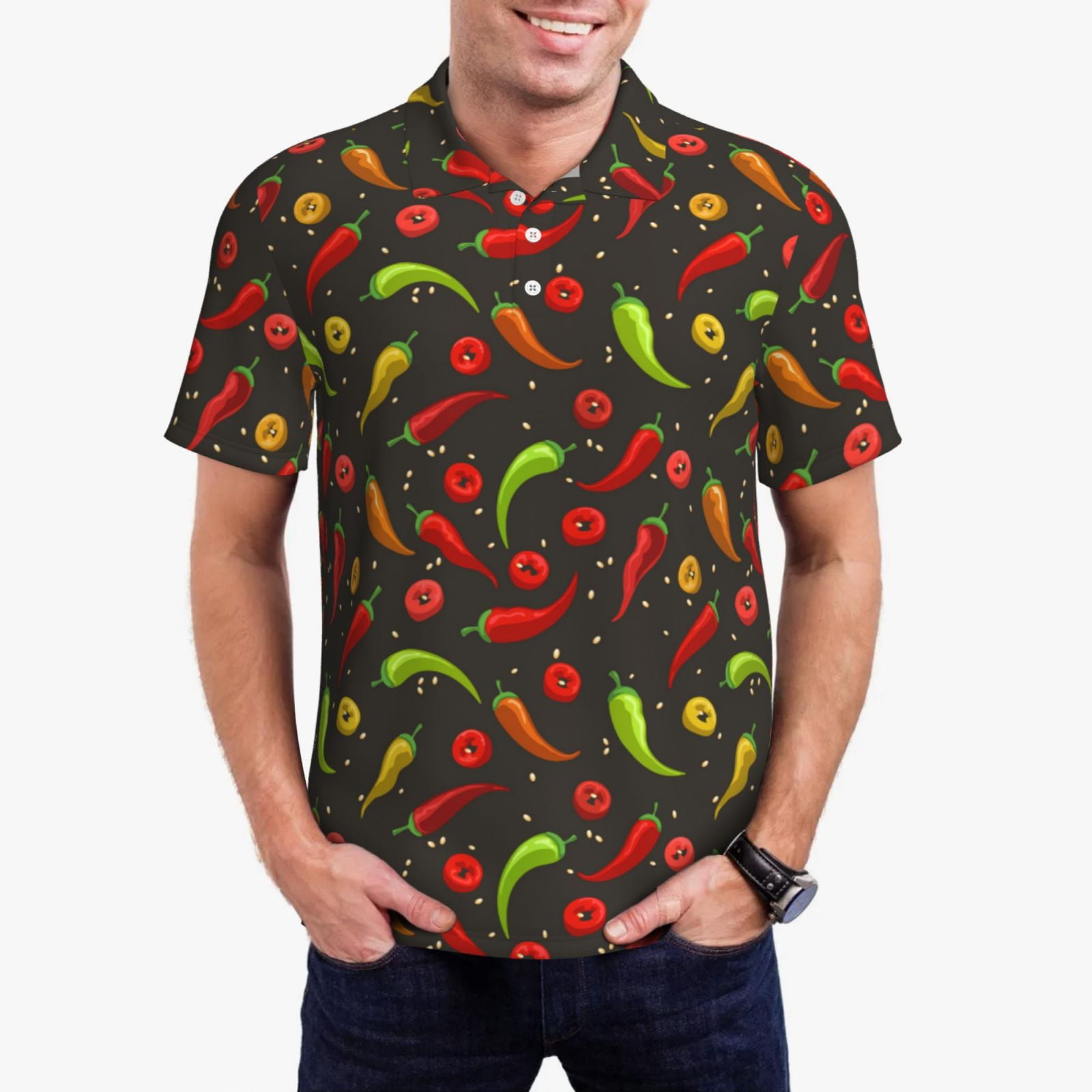 Polo Shirts for Men, bell Pepper colors Cuteness Casual Mens Polo ...