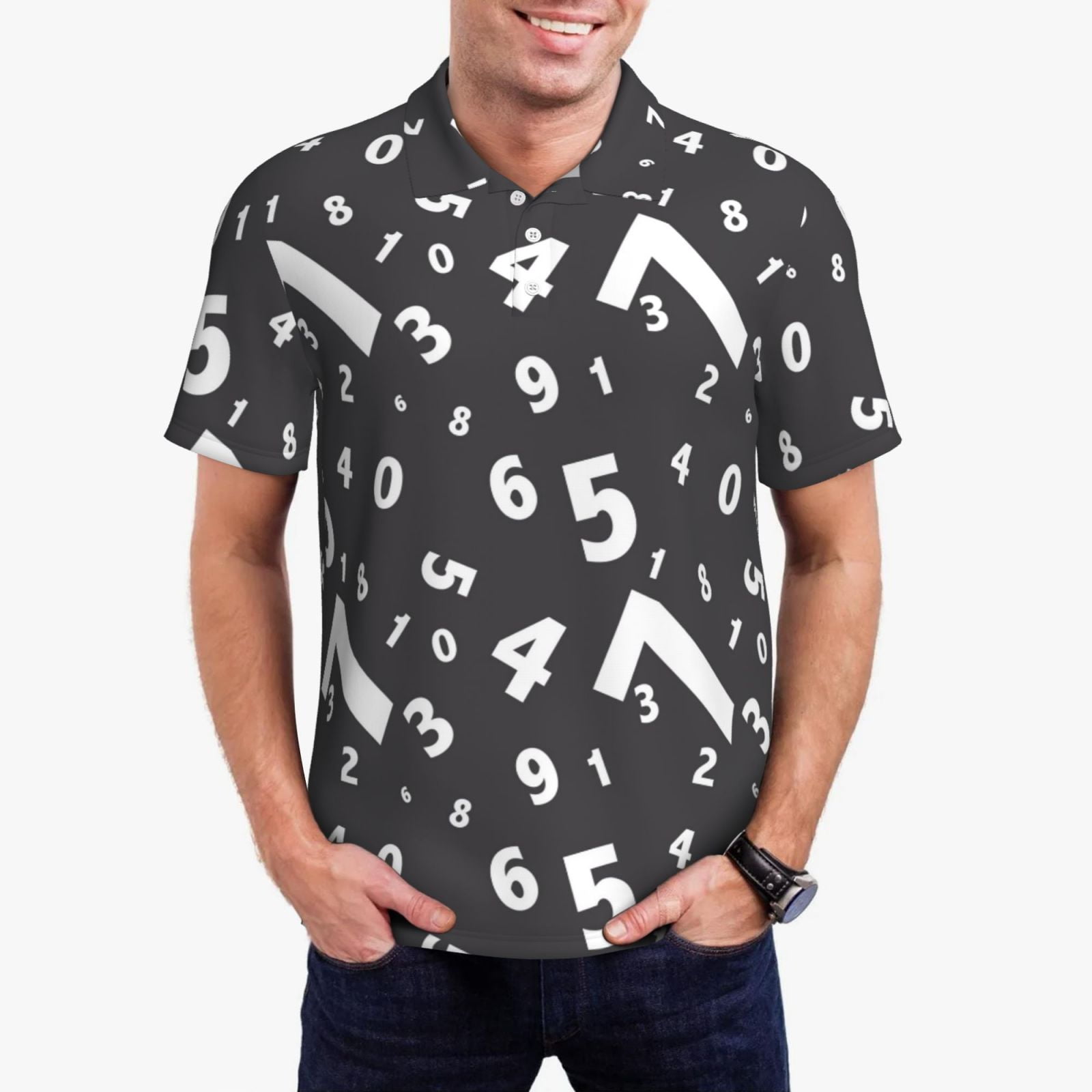 Polo Shirts for Men - black math number Soft Comfort Breathable Casual ...