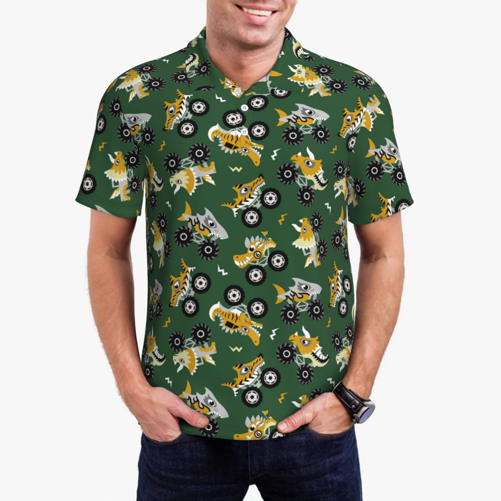 Polo Shirts for Men - cartoon car Classic Mens Polo Shirts Casual Short ...