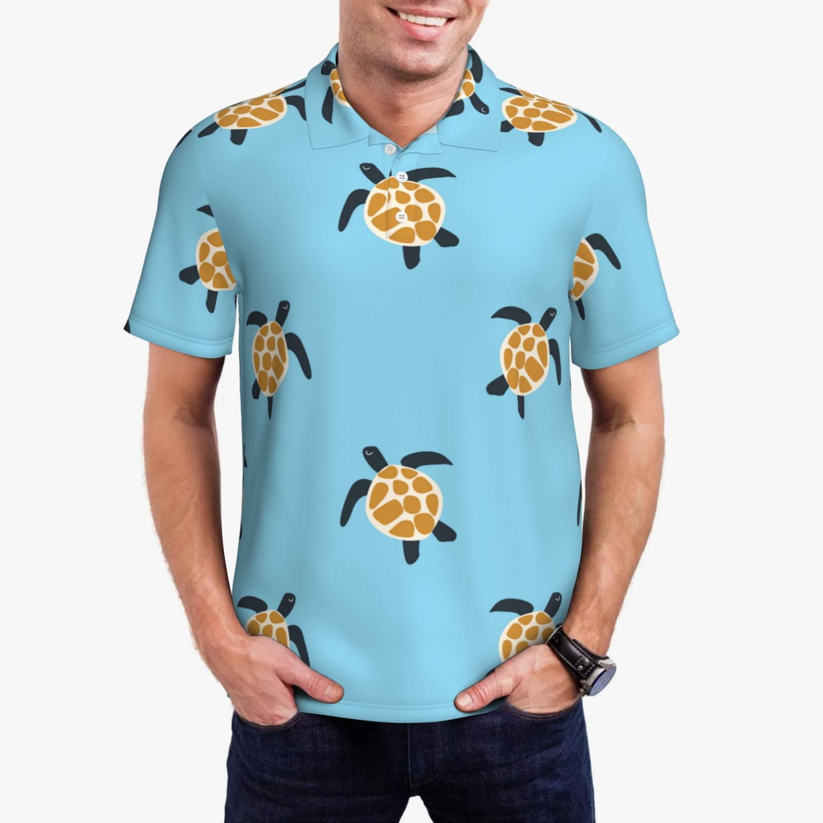 Polo Shirts for Men - cartoon turtle Mens Polo Shirts Short Sleeve ...