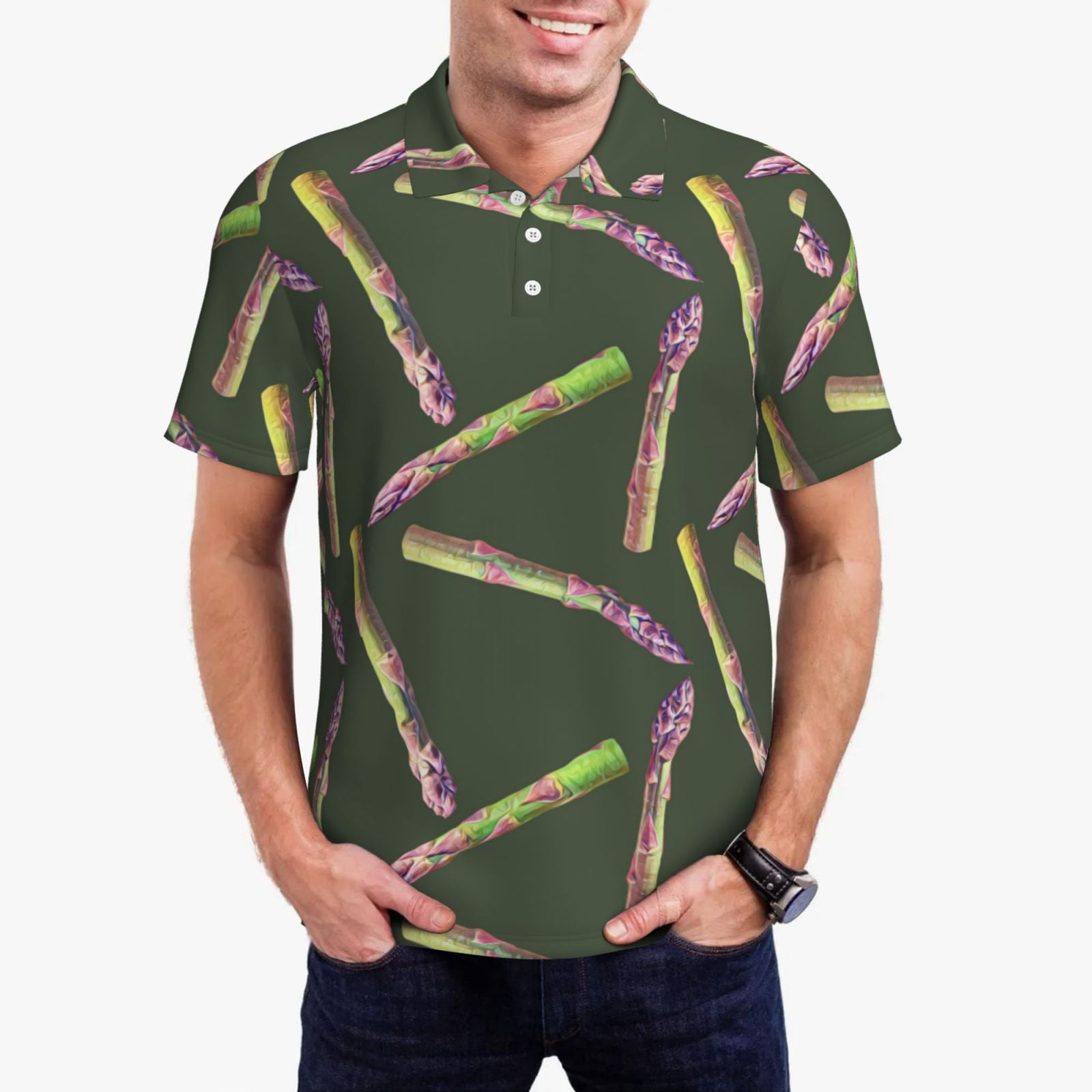 Polo Shirts for Men - colorful Asparagus Classic Mens Polo Shirts ...