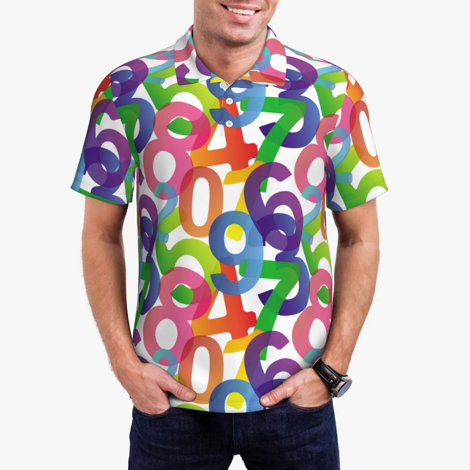 Polo Shirts for Men, colorful Math number Cuteness Casual Mens Polo ...
