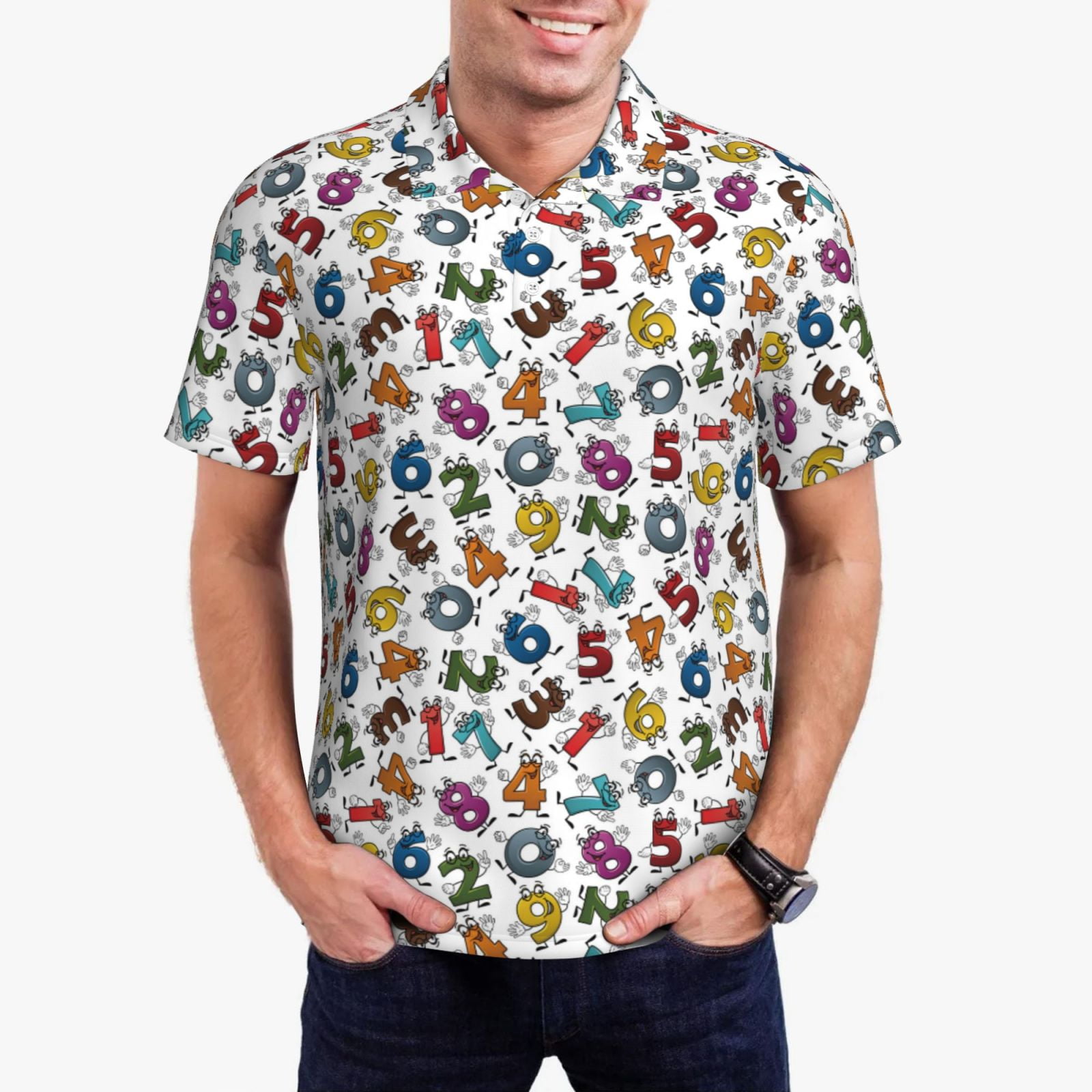 Polo Shirts for Men - colorful numbers Classic Mens Polo Shirts Casual ...