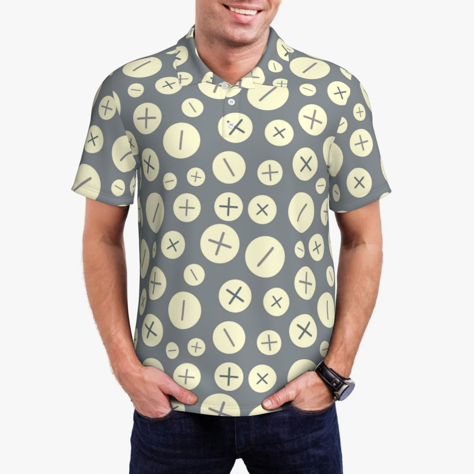 Polo Shirts for Men - comical Math Symbol Print Classic Mens Polo ...