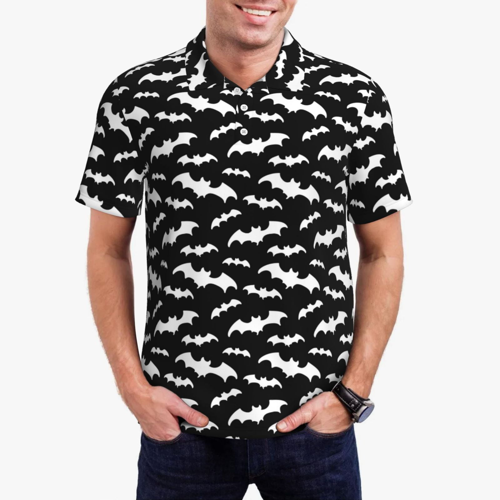 Polo Shirts for Men - cool Black white bats Soft Comfort Breathable ...